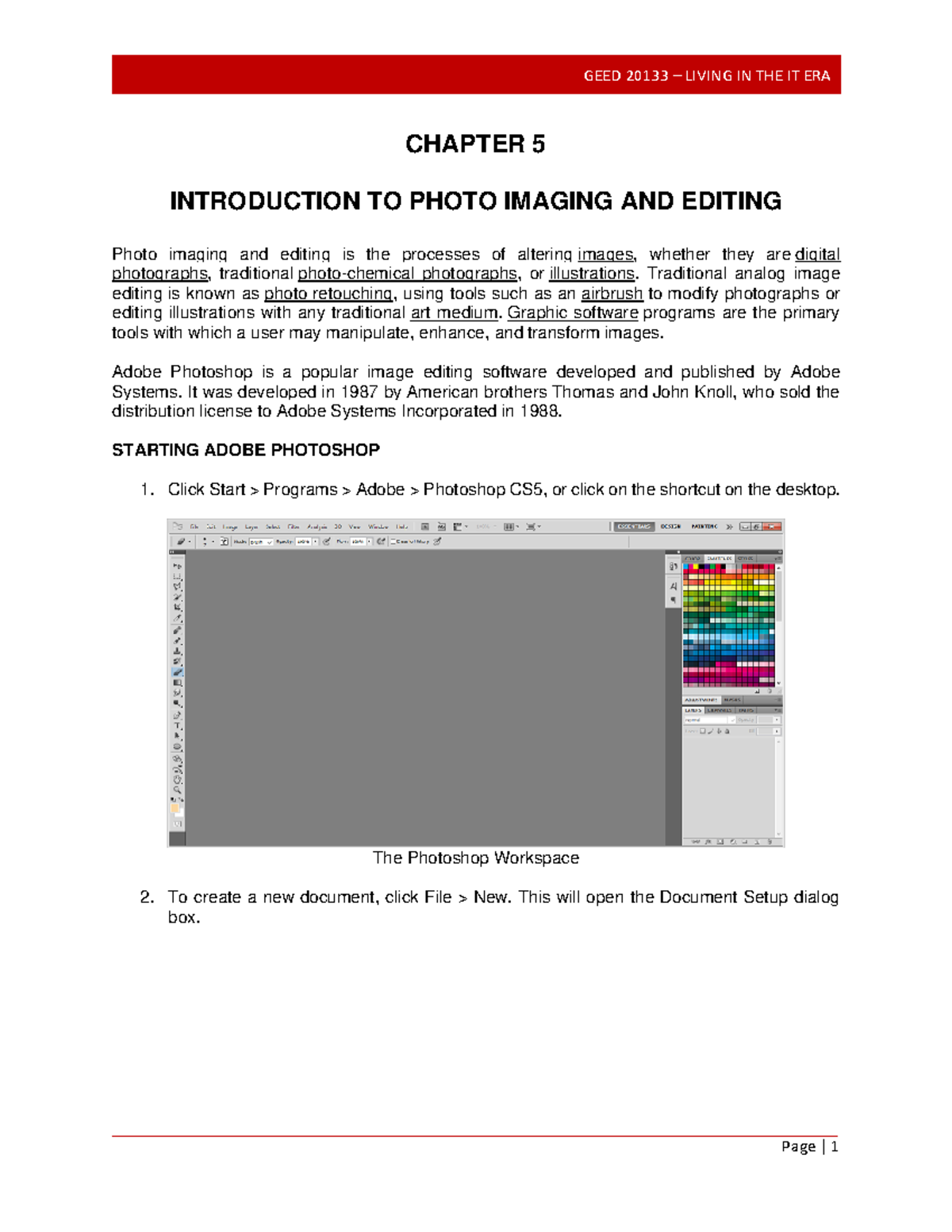 GEED 2013 3 Chapter 5 - Lecture notes 5 - CHAPTER 5 INTRODUCTION TO ...