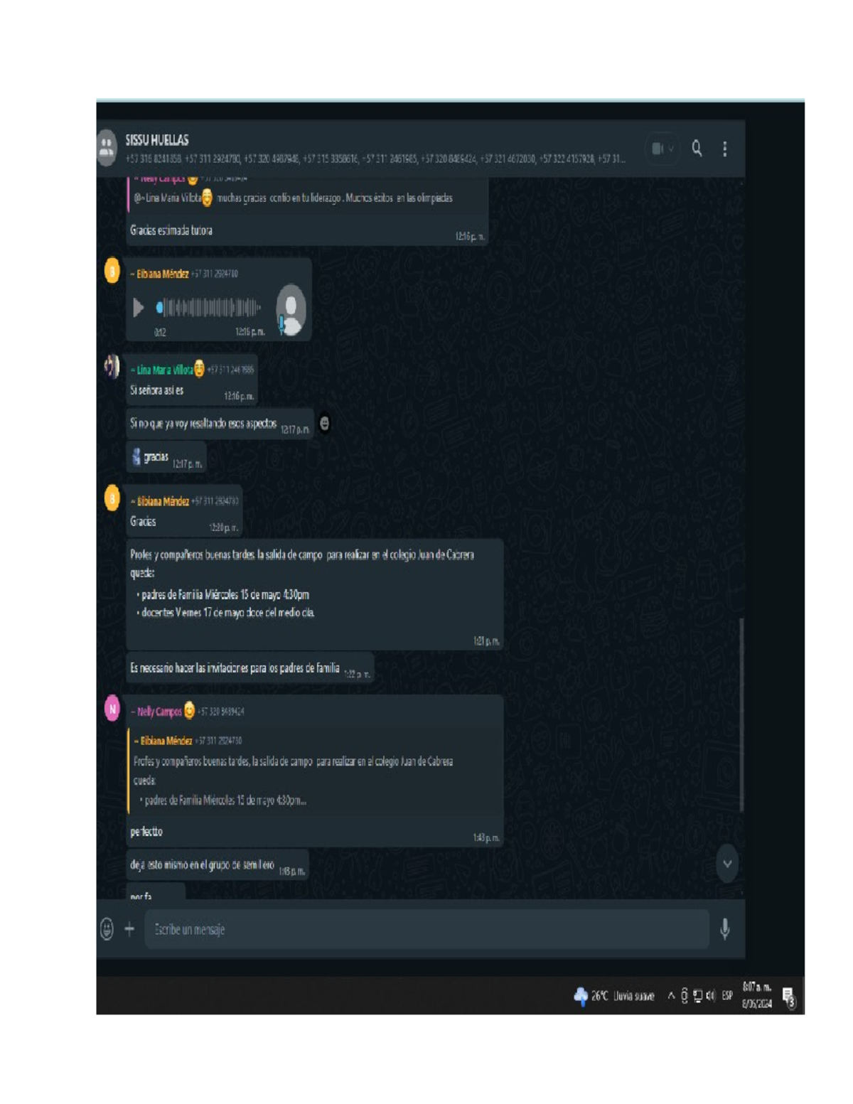 Semillero - SISSU HUELLAS : 7 316 8241858 311 2924780, 320 4987948 315 3358616, 311 2461985, 320 ...