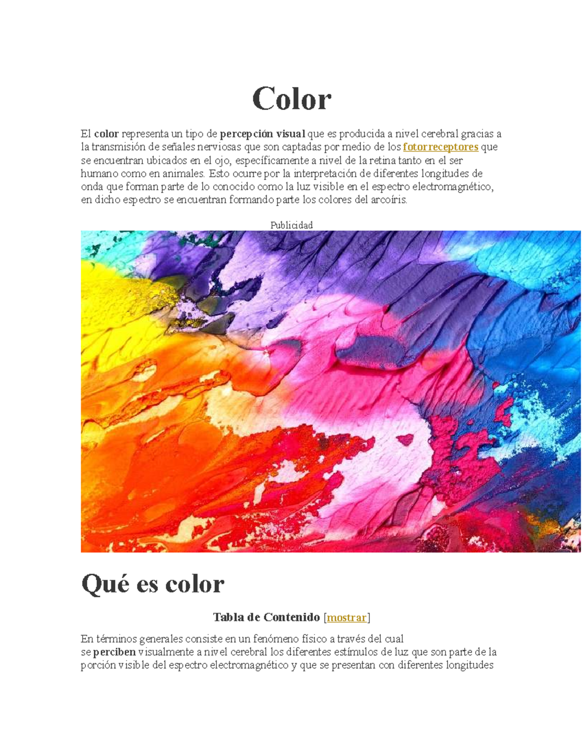 Color - Color El color representa un tipo de percepción visual que es ...