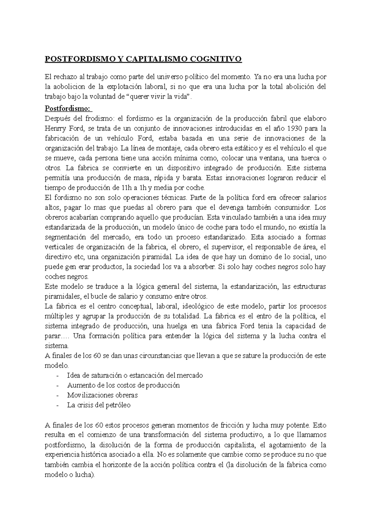 Postfordismo Y Capitalismo Cognitivo - POSTFORDISMO Y CAPITALISMO ...