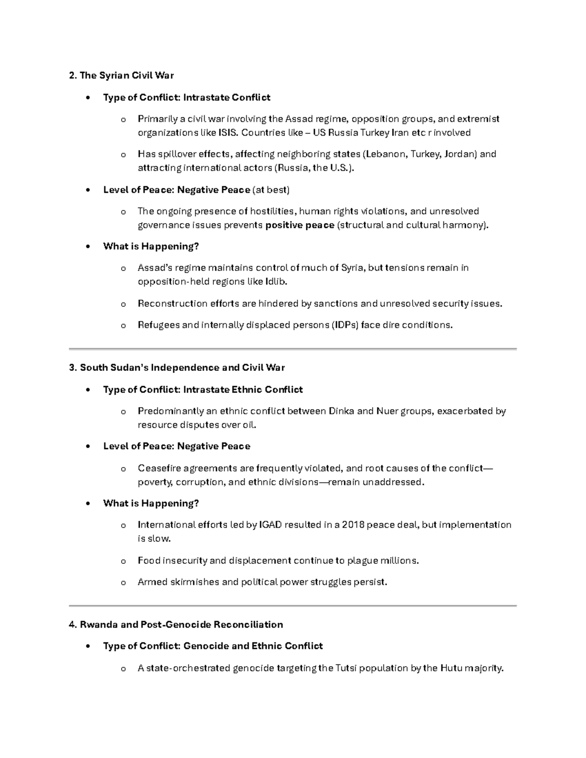 Peace and conflict notes - 2. The Syrian Civil War • Type of Conflict ...