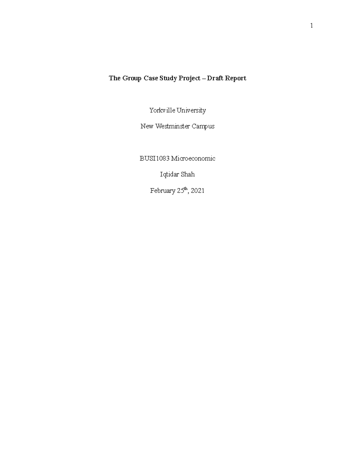 BUSI1083 Microeconomic- Report Group Work - The Group Case Study ...