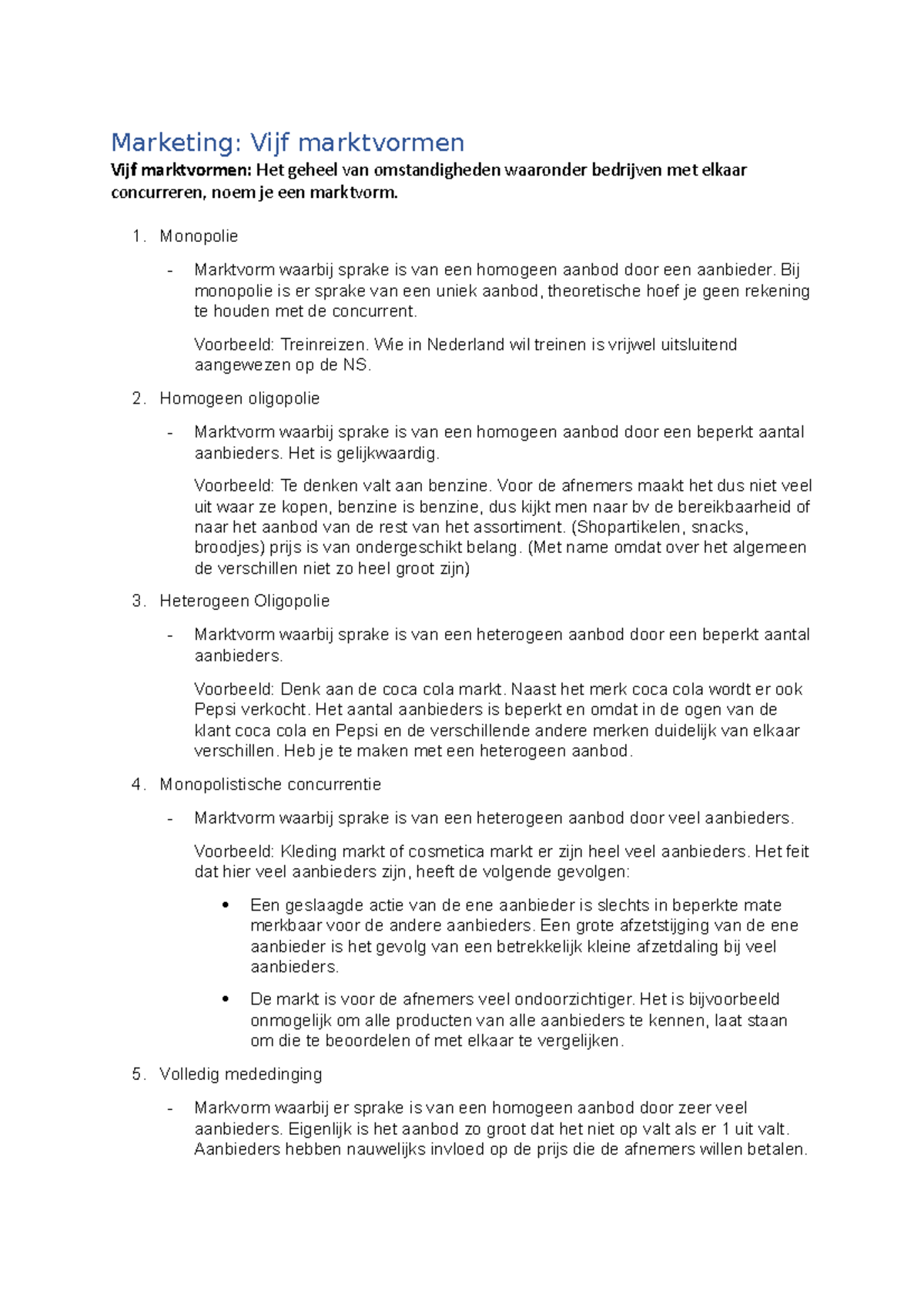 Marketing martkvormen - Marketing: Vijf marktvormen Vijf marktvormen ...