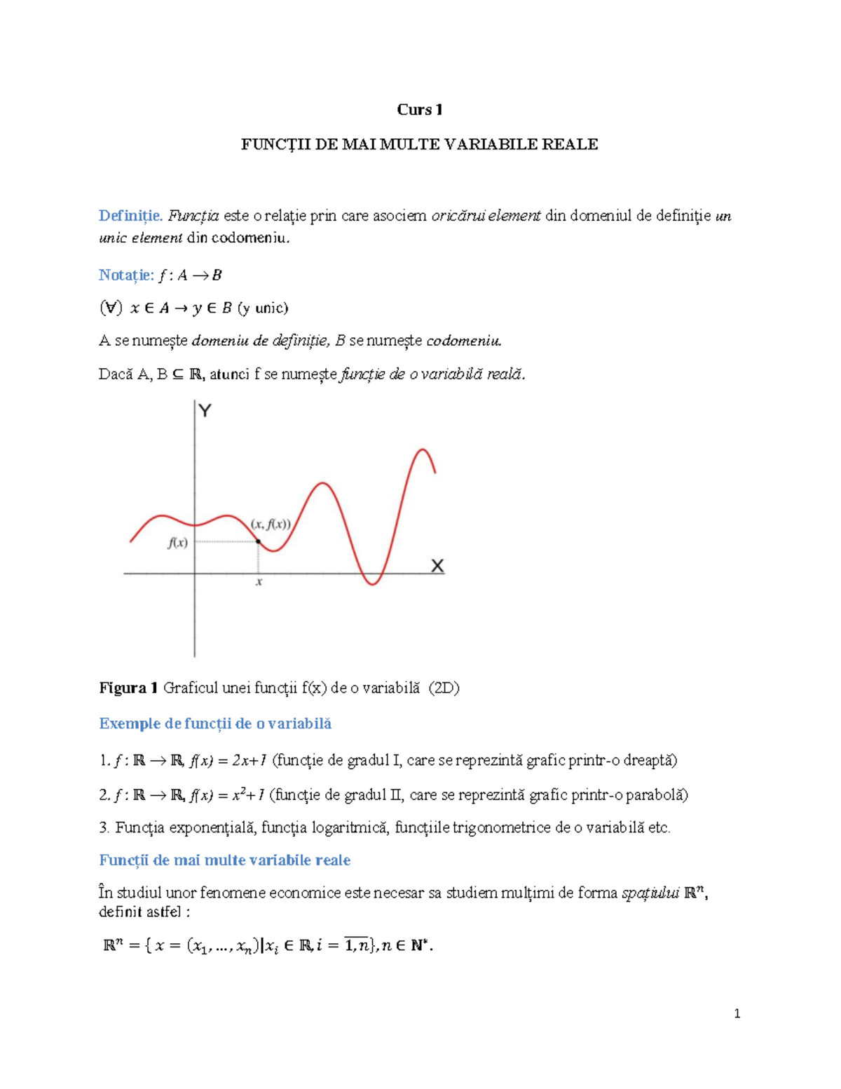 Curs 1 Management 2022-2023 - Curs 1 FUNCŢII DE MAI MULTE VARIABILE REALE Definiție. Funcția ...