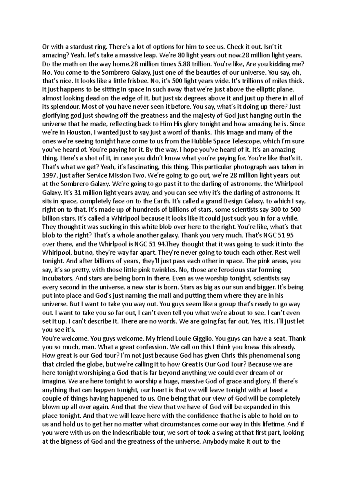 Indescribable by Louie Giglio Part 4 of 5 - Or with a stardust ring ...