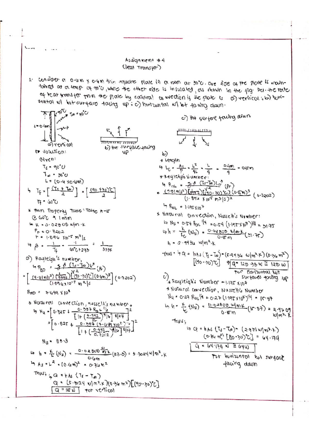Heat transfer As#4 - Problem Solving - Mechanical Engineering - NVSU - Studocu