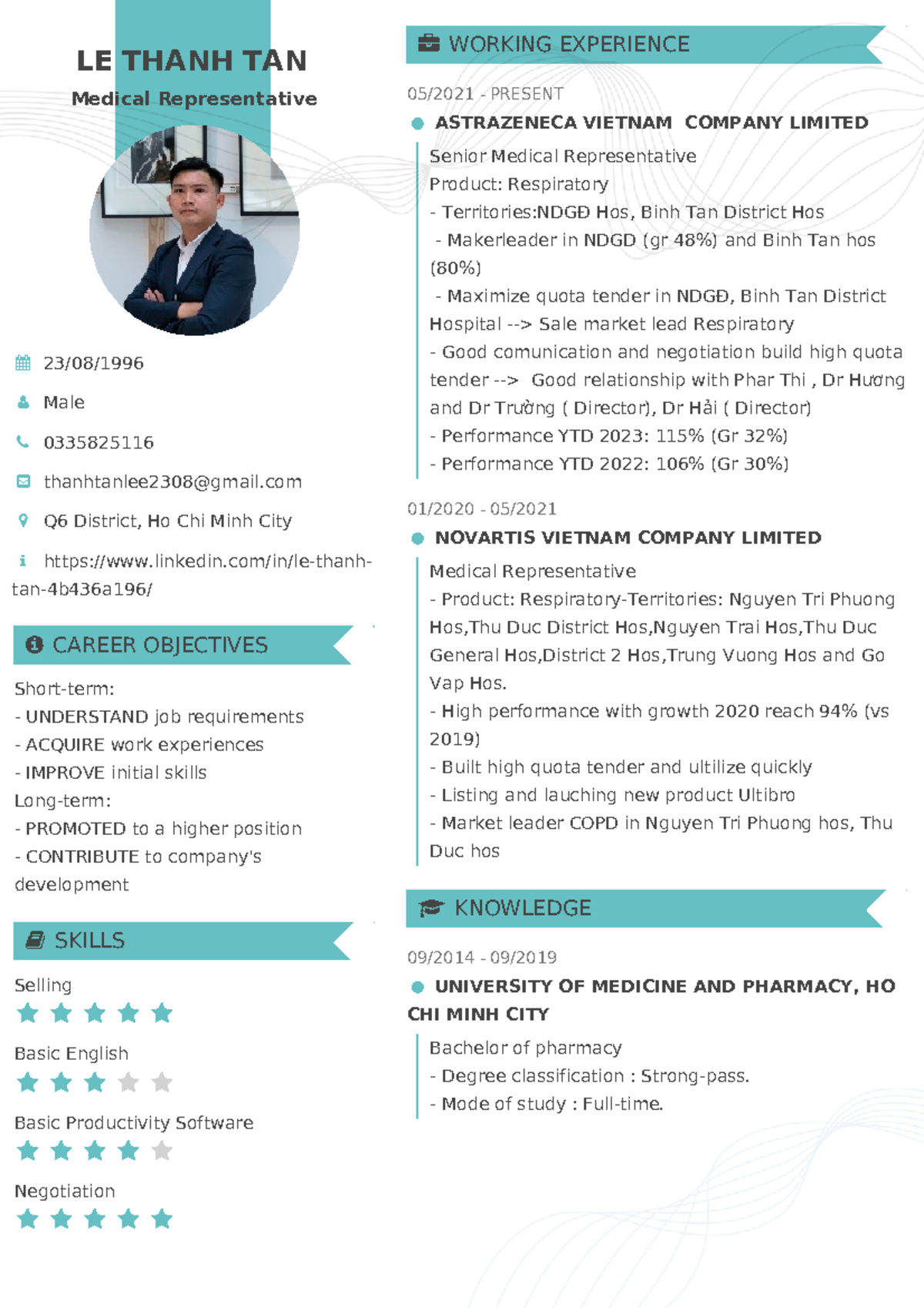 Thanh Tan Senior MR CV - ASTRAZENECA VIETNAM COMPANY LIMITED NOVARTIS ...