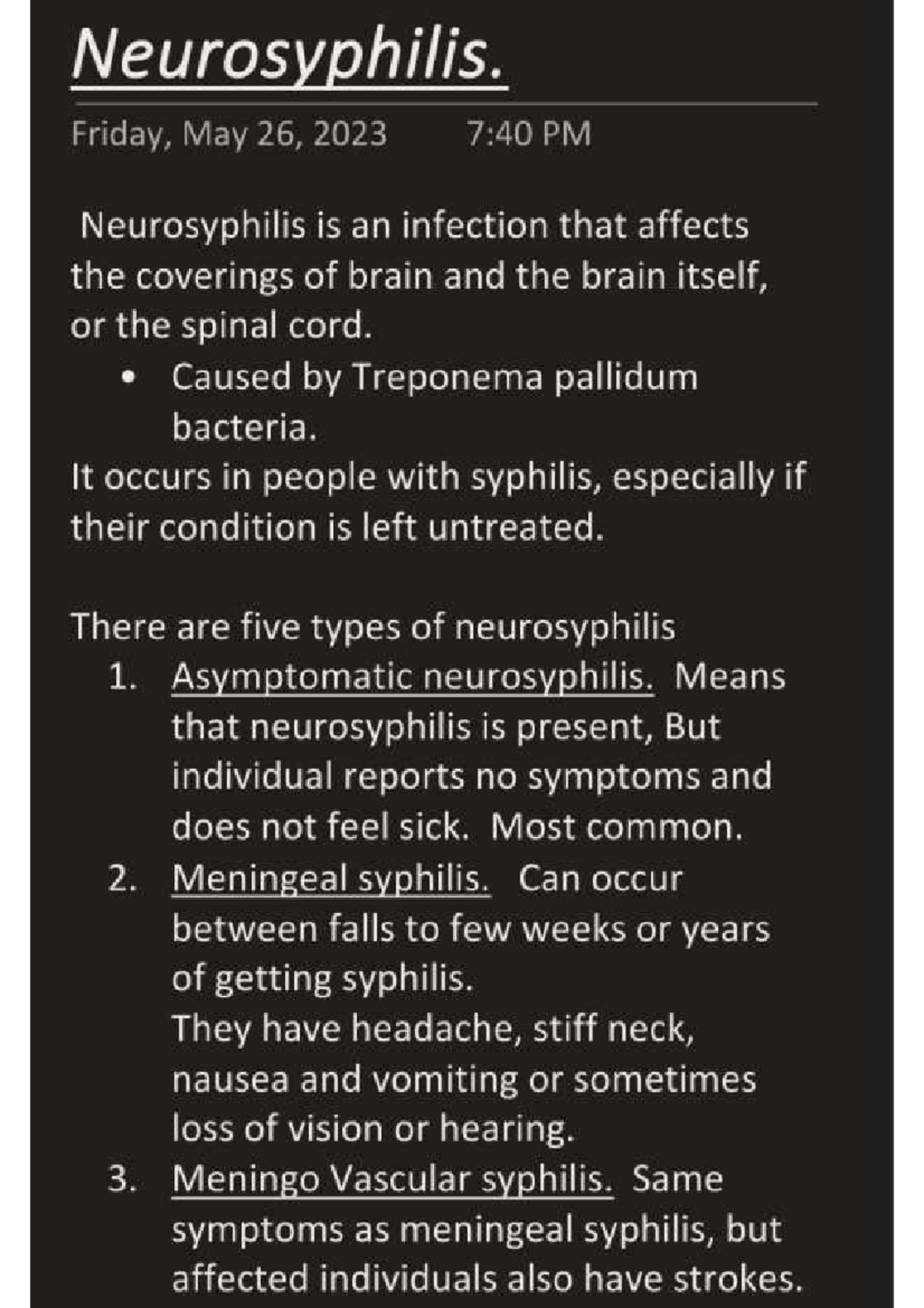 Neurosyphilis - It contains details of neuro syphilis. - Neurosyphilis ...