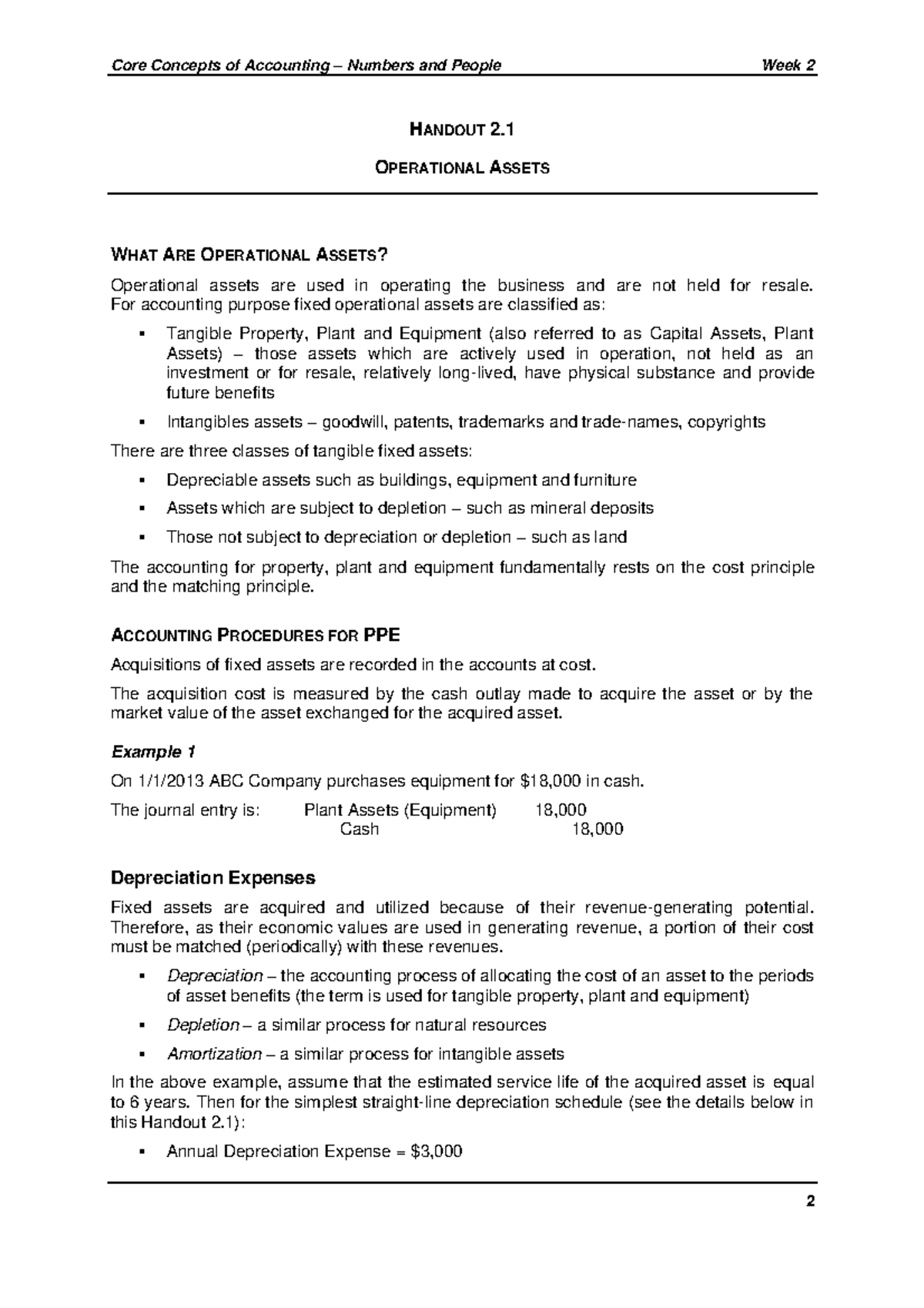 Week- 2 handouts-1 - good - Core Concepts of Accounting – Numbers and ...