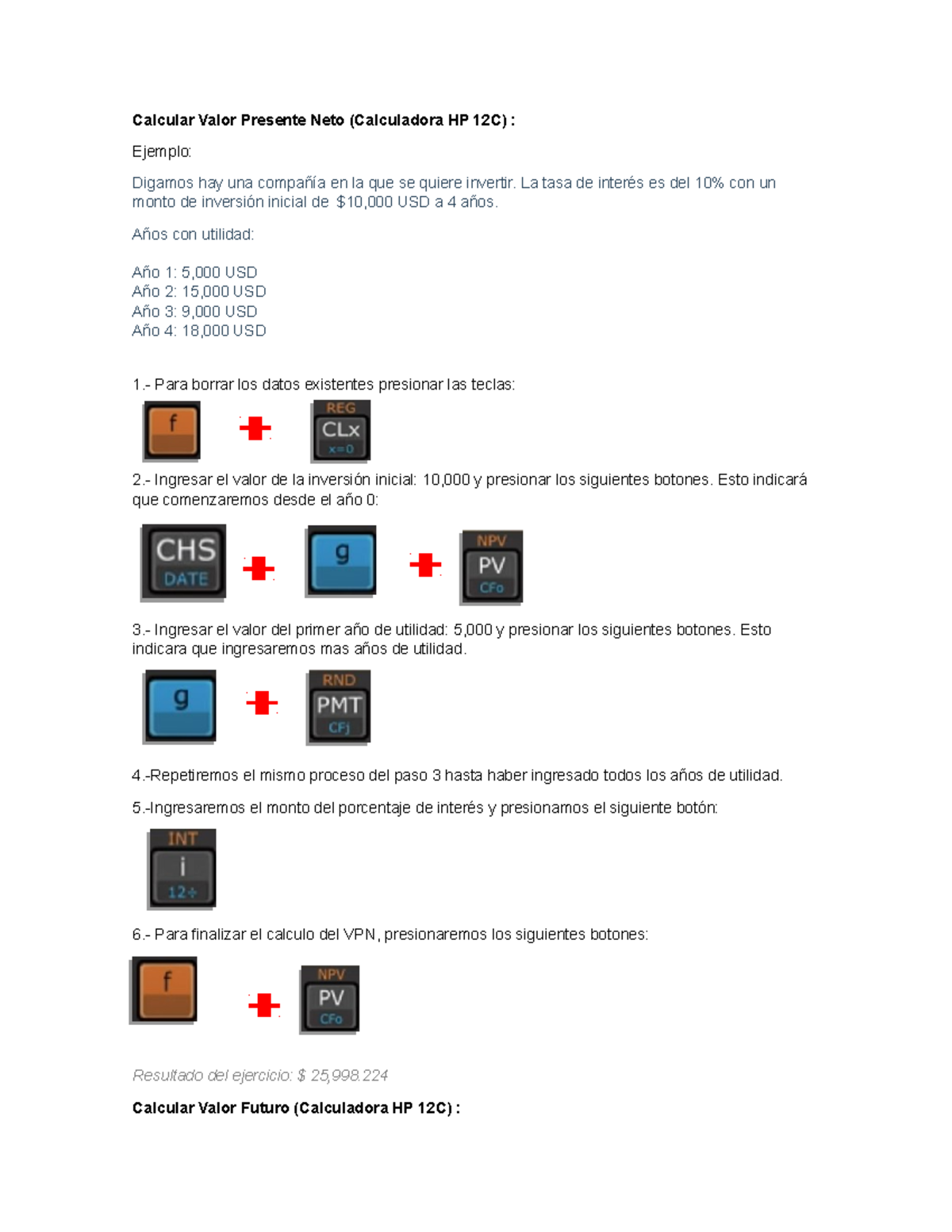 VPN Y VF - S/C - Calcular Valor Presente Neto (Calculadora HP 12C ...