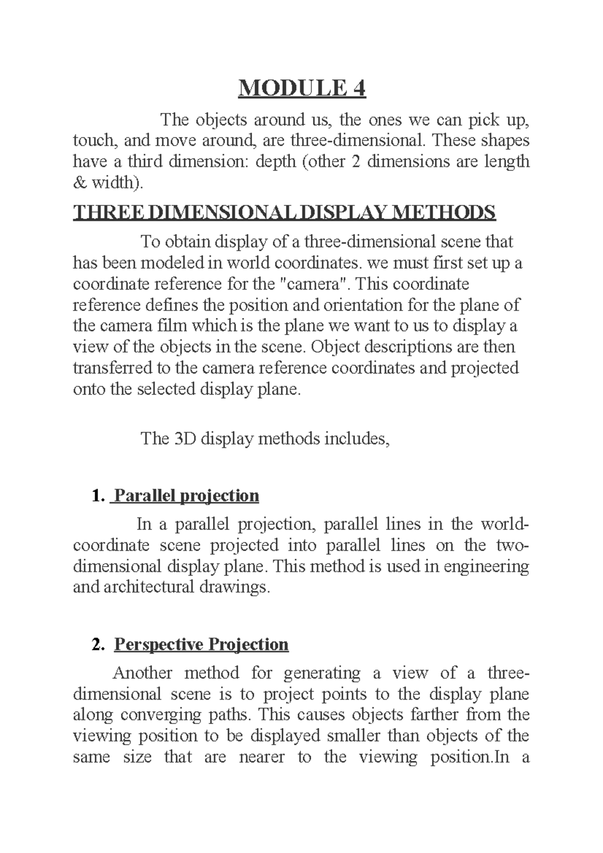 Module 4(graphics) - CG notes - MODULE 4 The objects around us, the ...