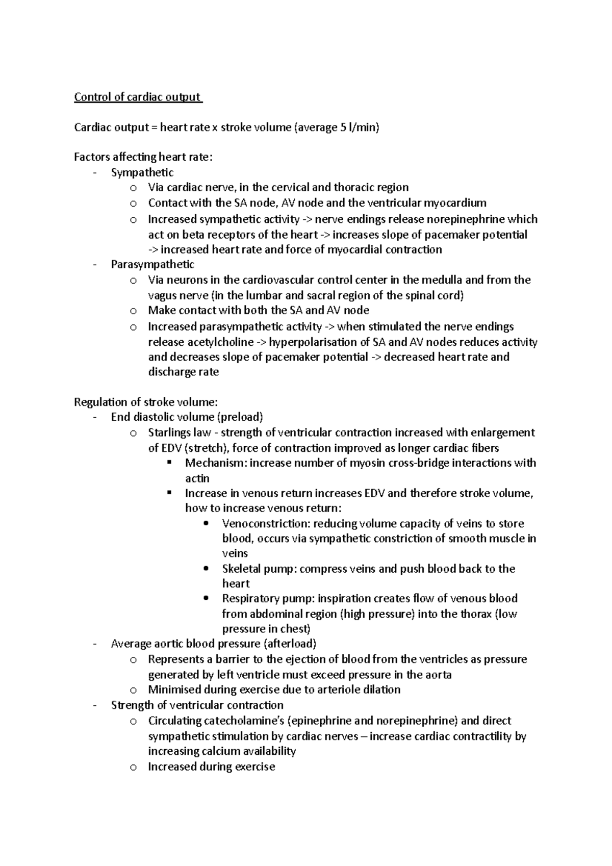 Control of cardiac output - Control of cardiac output Cardiac output ...