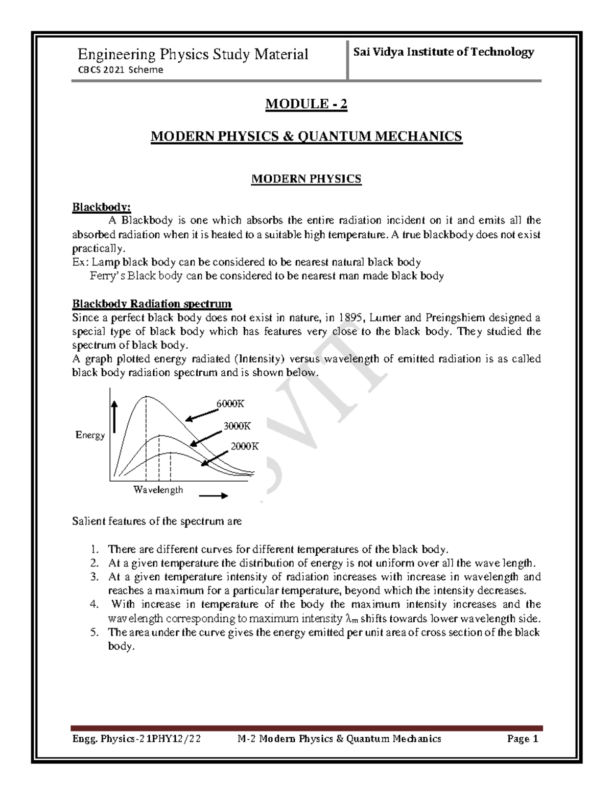 Module-02 Modern Physics - Quantum Mechanics 02-03-2022pdf - Engg ...