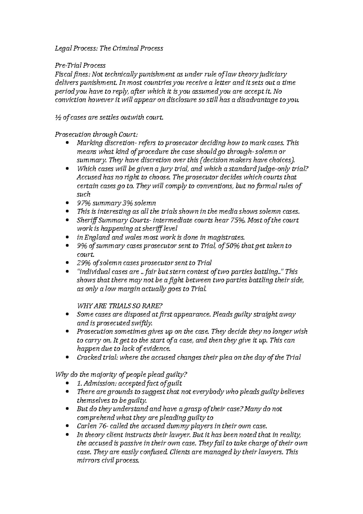 Criminal Process- prosecution through court - Legal Process: The ...