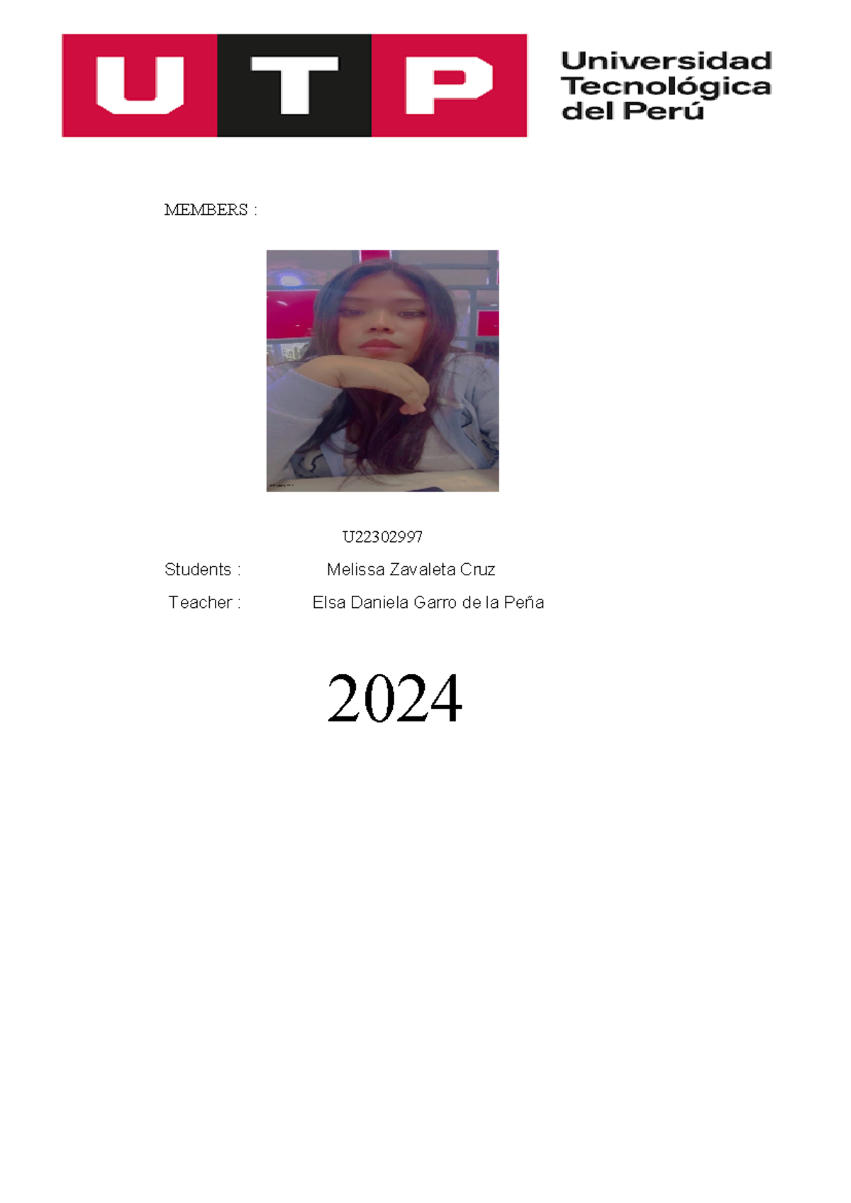 Members - Ingles IV - MEMBERS : U Students : Melissa Zavaleta Cruz ...