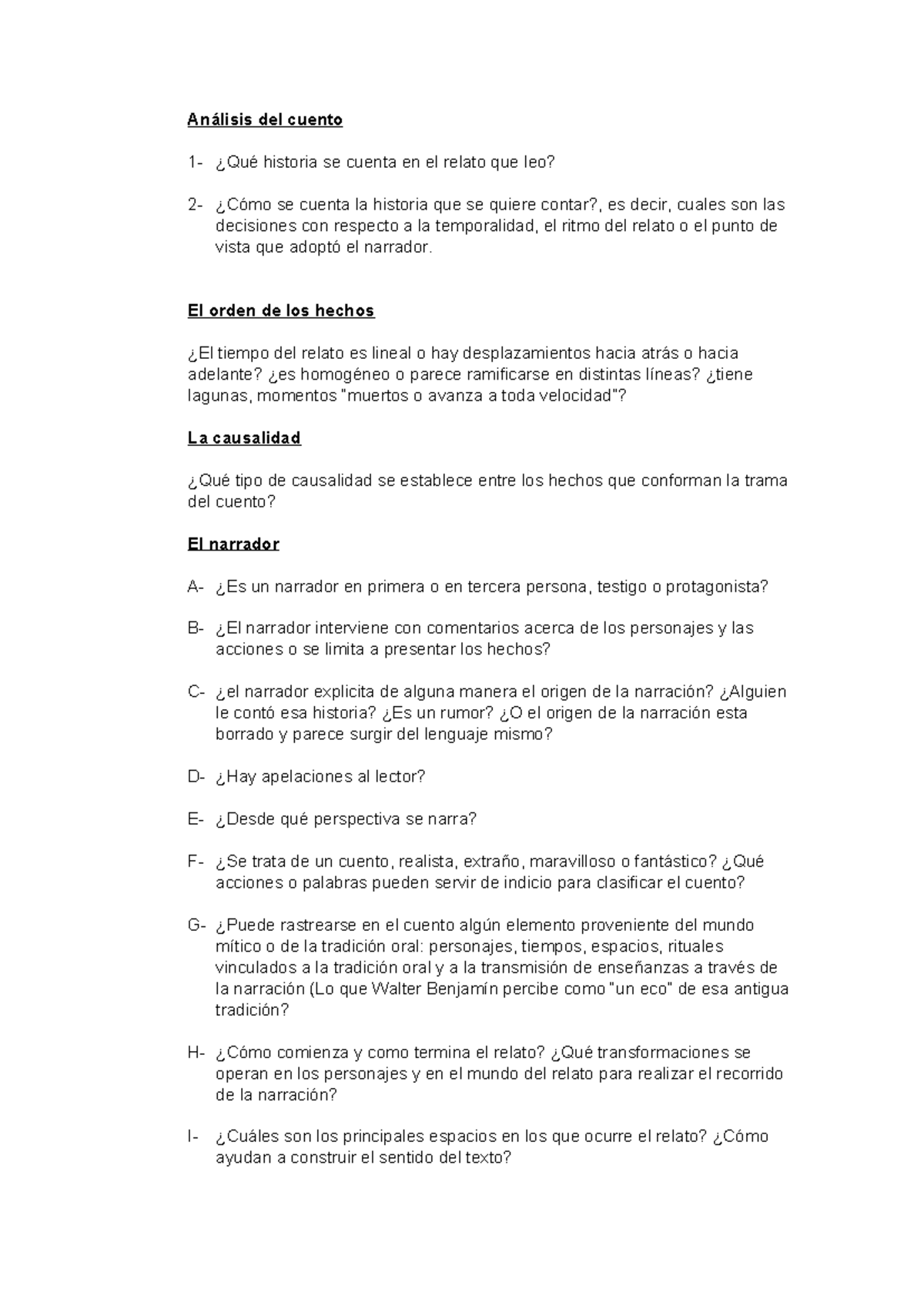 Análisis del cuento - Análisis del cuento 1- ¿Qué historia se cuenta en ...