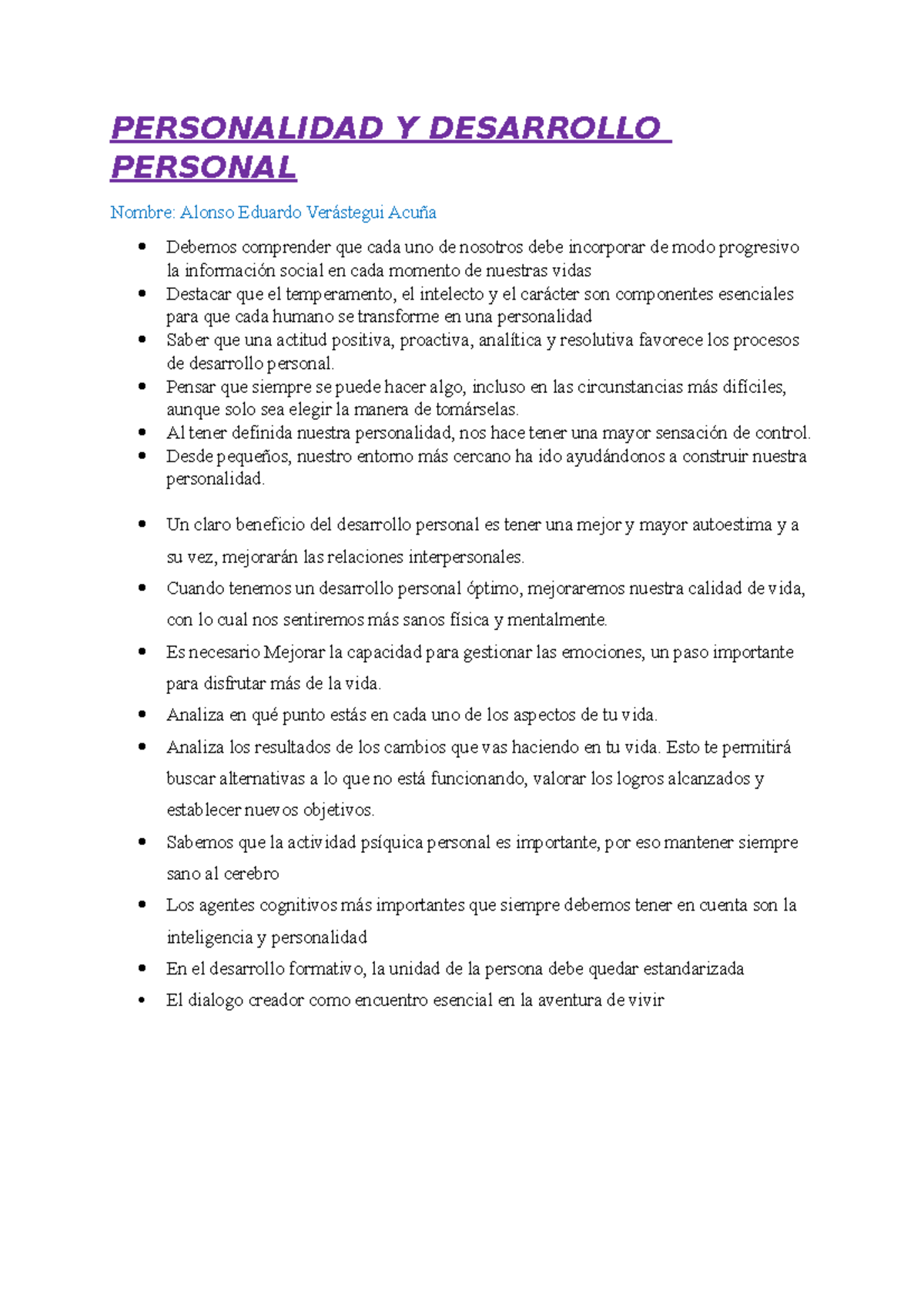 Desarrollo Personal Y Liderazgo Tarea 7 - PERSONALIDAD Y DESARROLLO ...