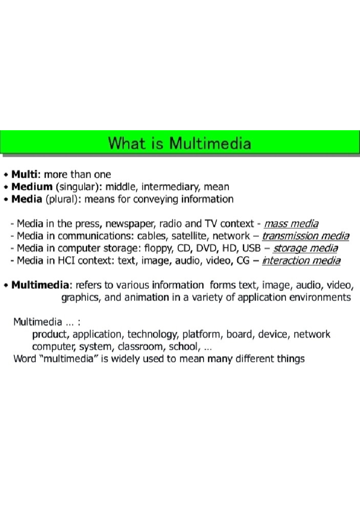 Multimedia - bsc - Studocu