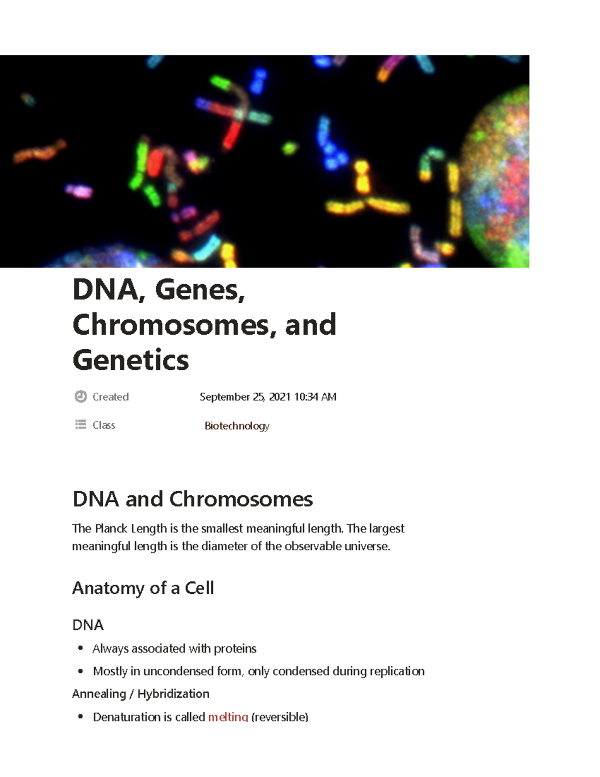 BIOL 1010 - Lecture 03 - Notes - DNA Genes Chromosomes, and Genetics ...