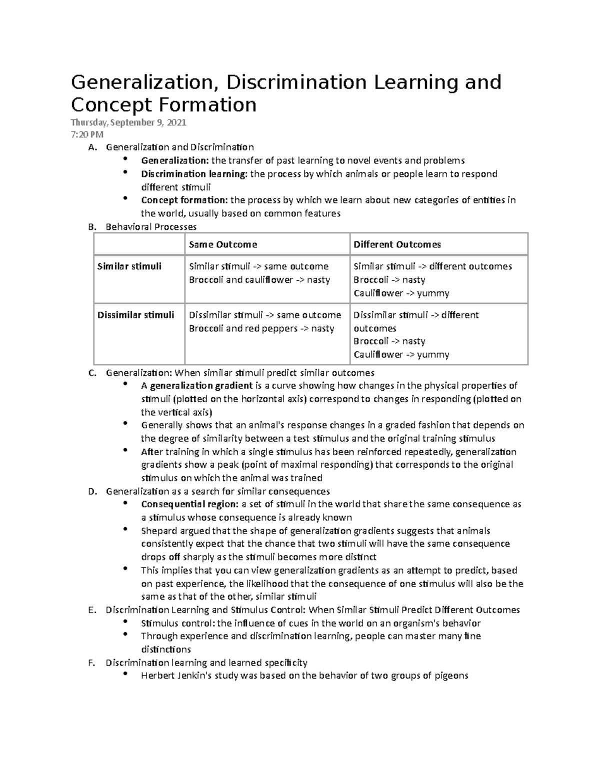 Learning and Memory ch. 6 - Generalization, Discrimination Learning and ...