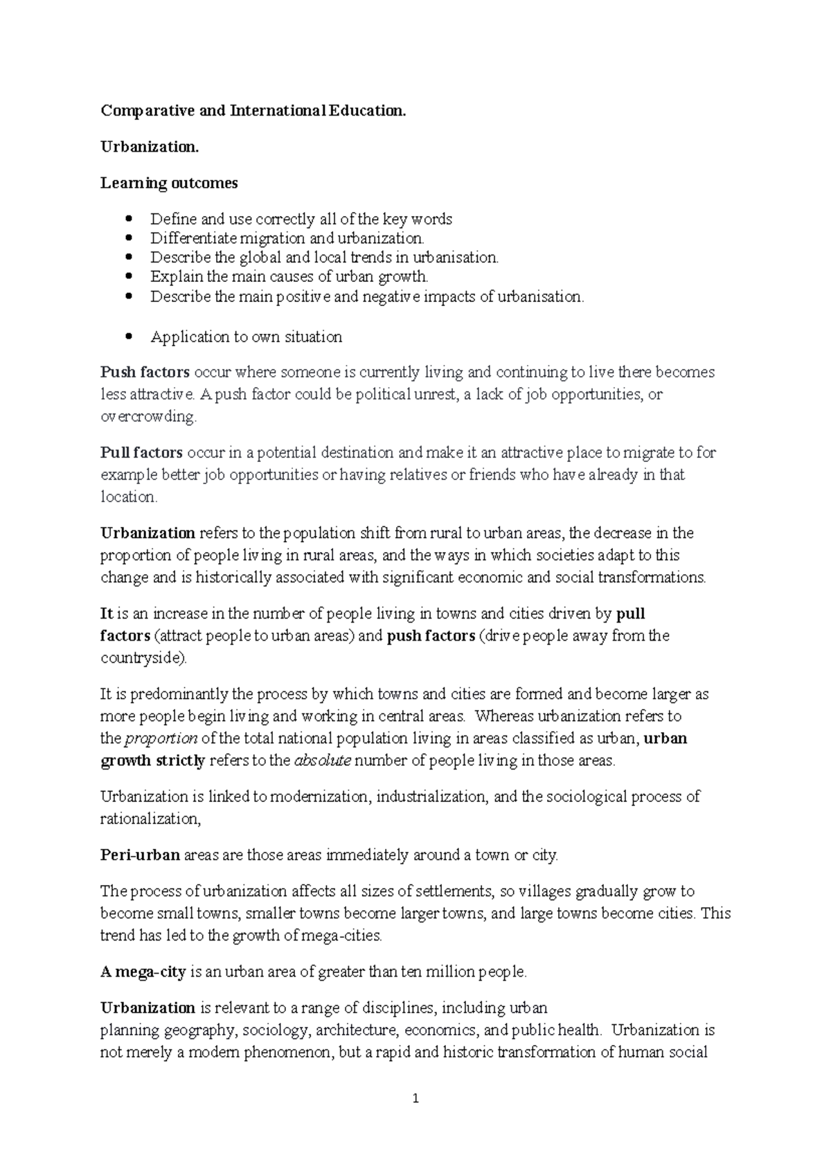 Urbanization - notes on what affects education in urban areas ...
