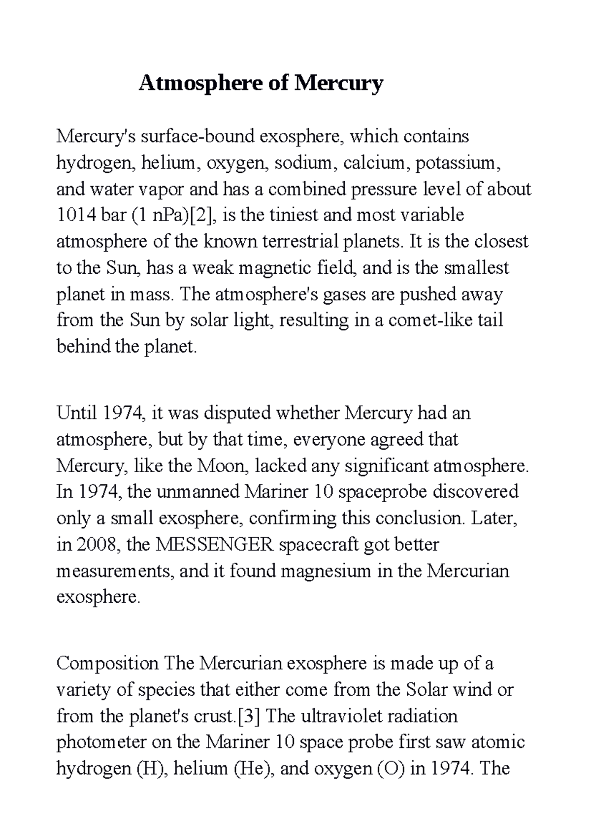 Atmosphere of Mercury - Ifah - Atmosphere of Mercury Mercury's surface ...