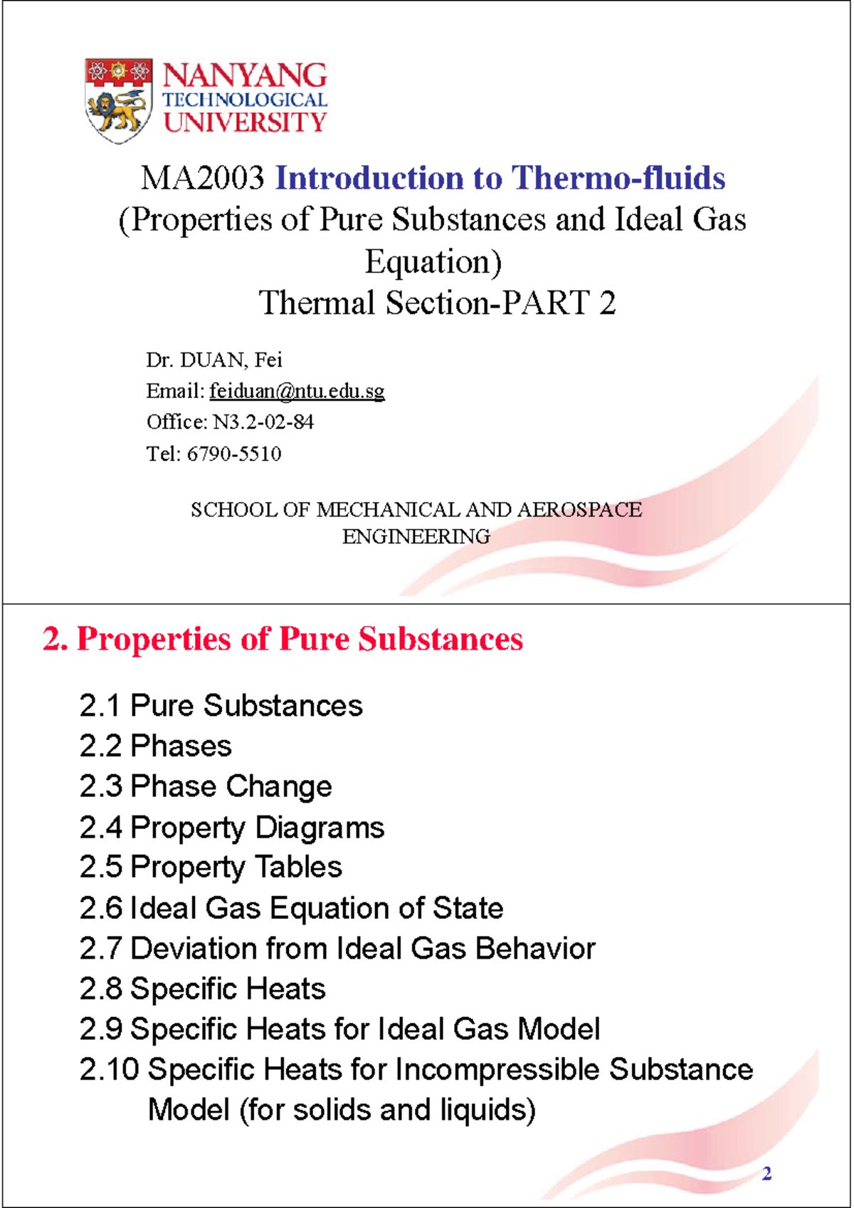 MA2003-Part2-2slides - MA2003 Introduction to ThermoIntroduction to Thermo-fluidsfluids ...