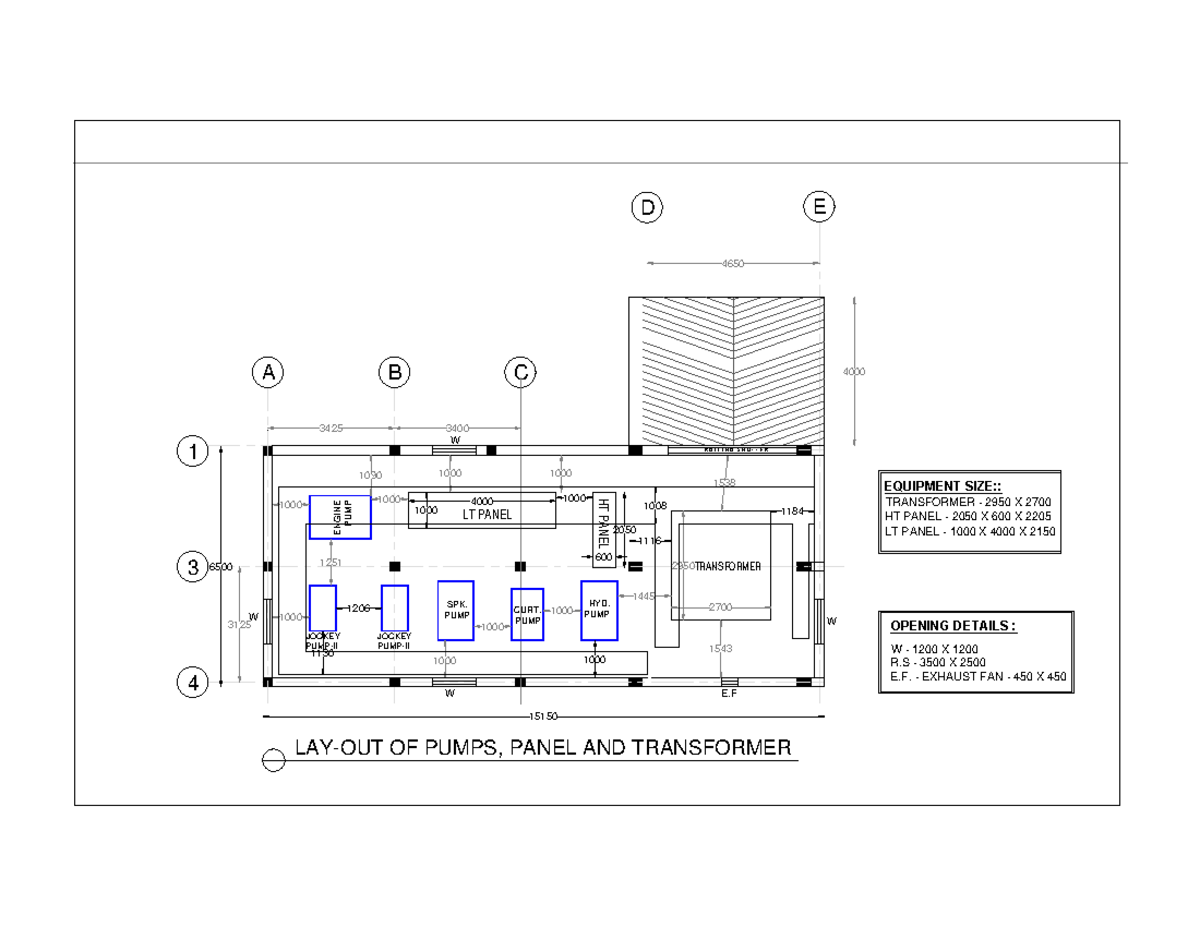 Interior Machinery Layout with panel size - 3425 3400 3125 A B C D 4 3 ...