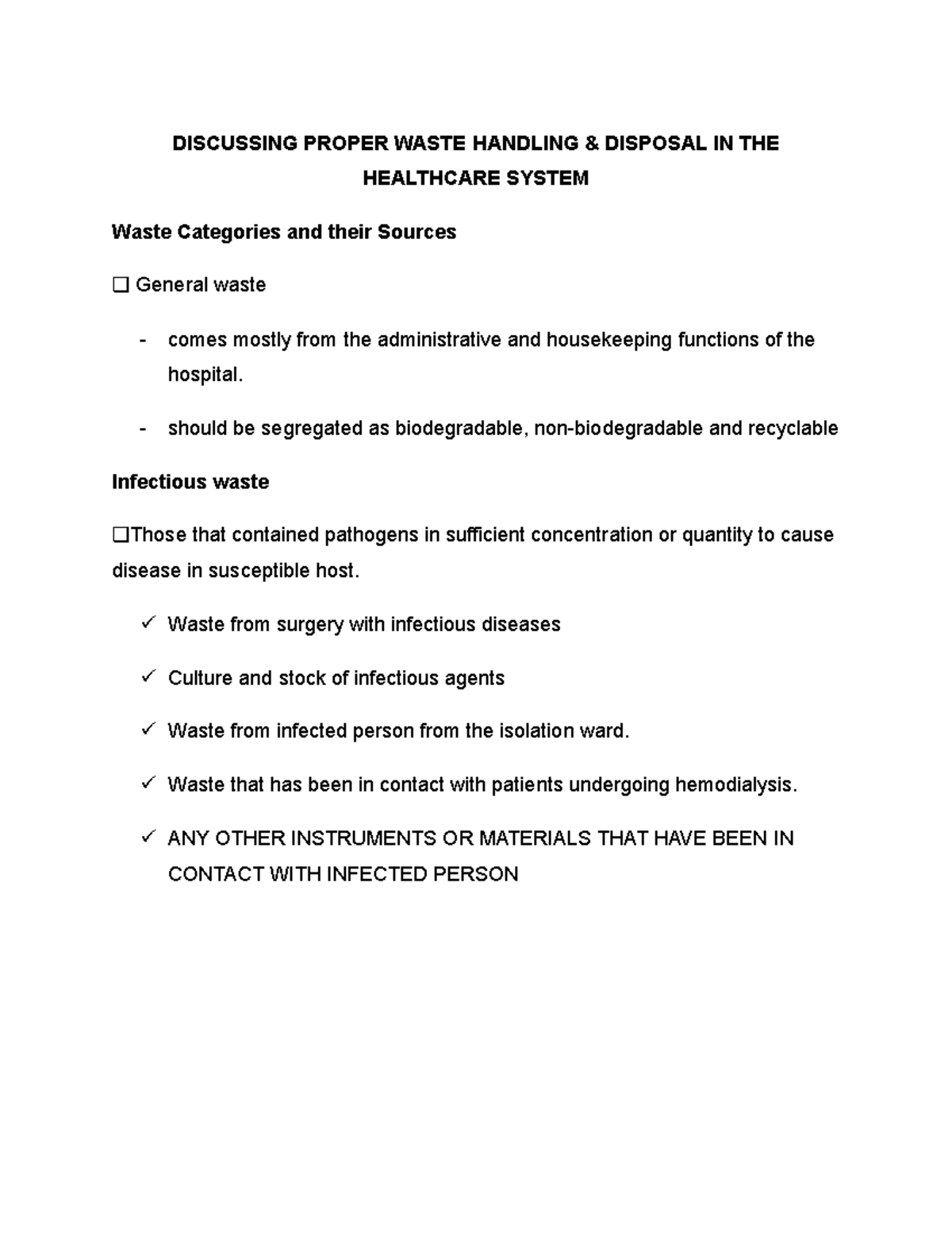 Discussing Proper Waste Handling - DISCUSSING PROPER WASTE HANDLING ...