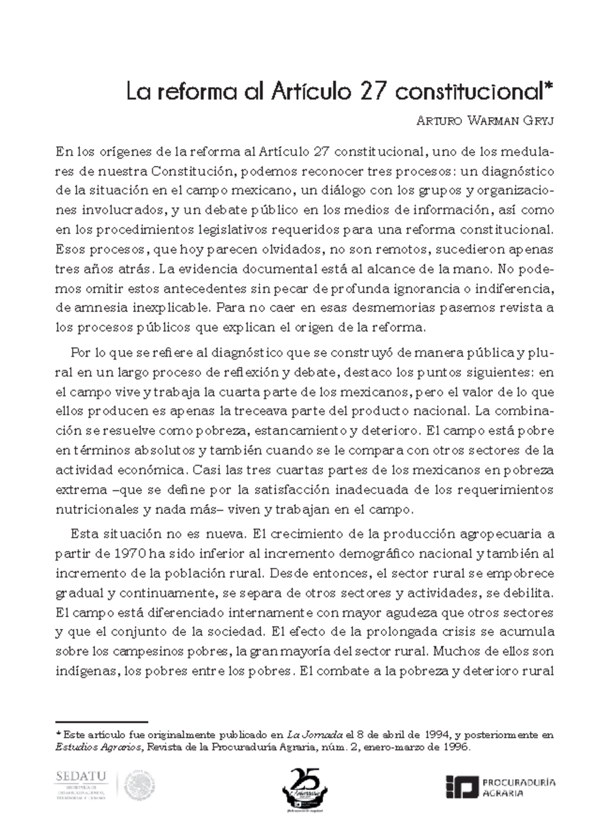 Reforma-Art27 - del trabajo - La reforma al Artículo 27 constitucional ...