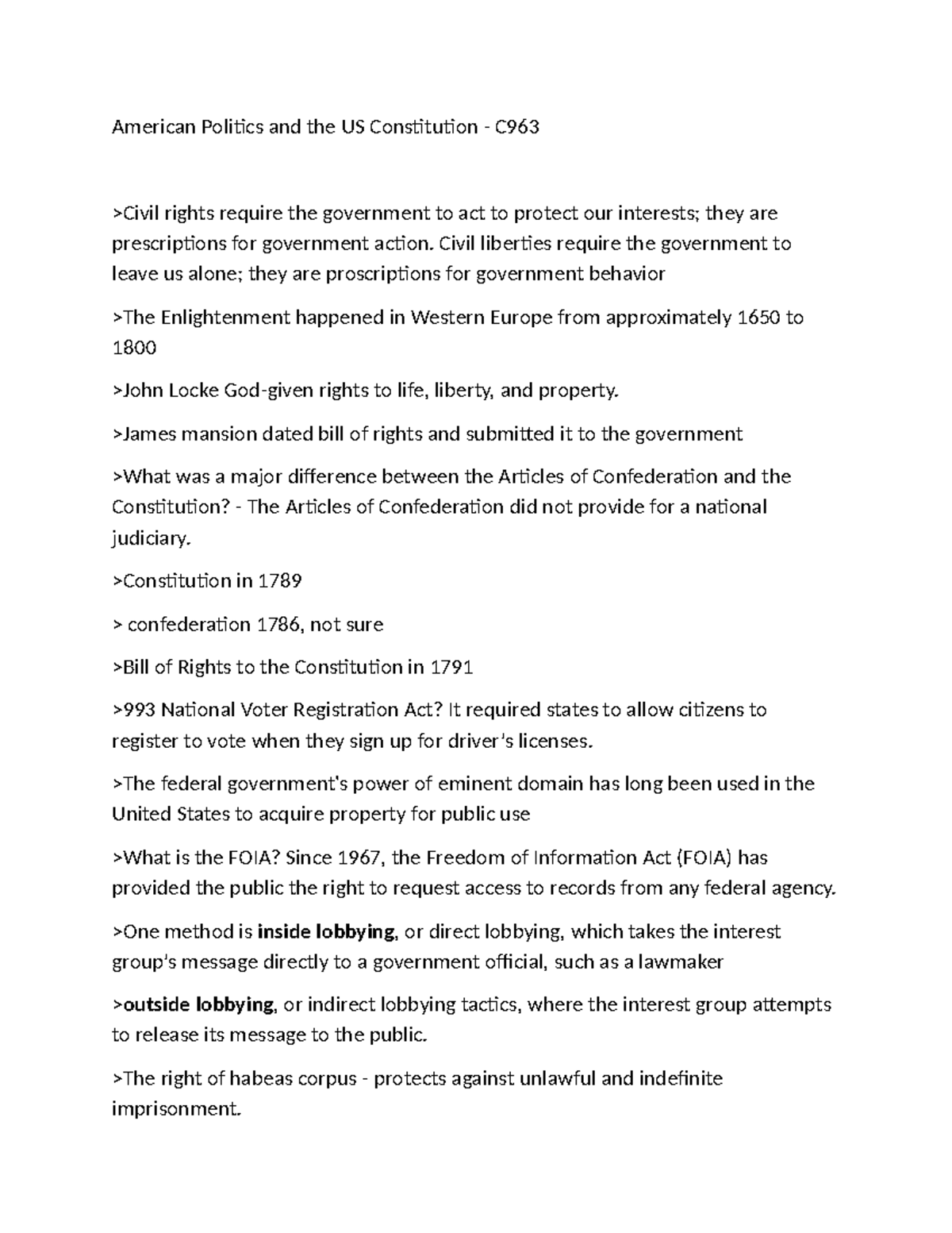 American Politics and the US Constitution - Civil liberties require the ...