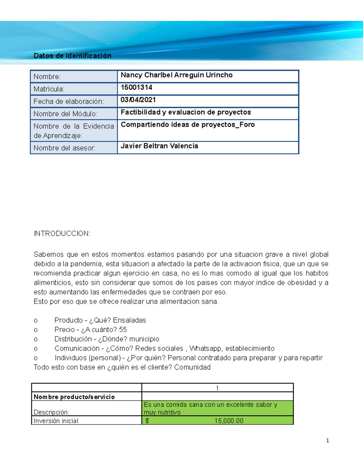 Nancy Arreguin Analizando - Datos de identificación Nombre: Nancy ...