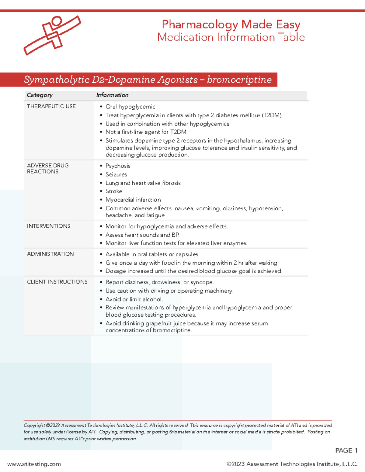 ATI PME MIT Endocrine Sympatholytic D2 Dopamine Agonists - atitesting ...