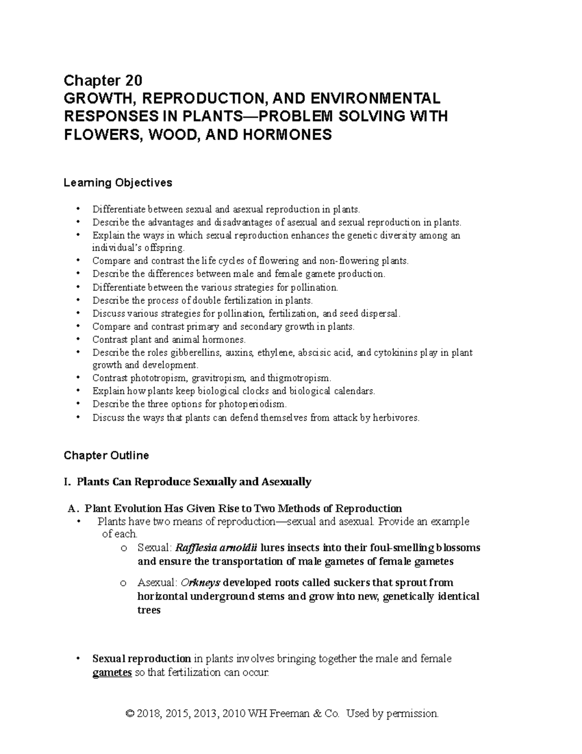 Chapter 20 Growth, Reproduction, AND Environmental Responses IN Plants ...