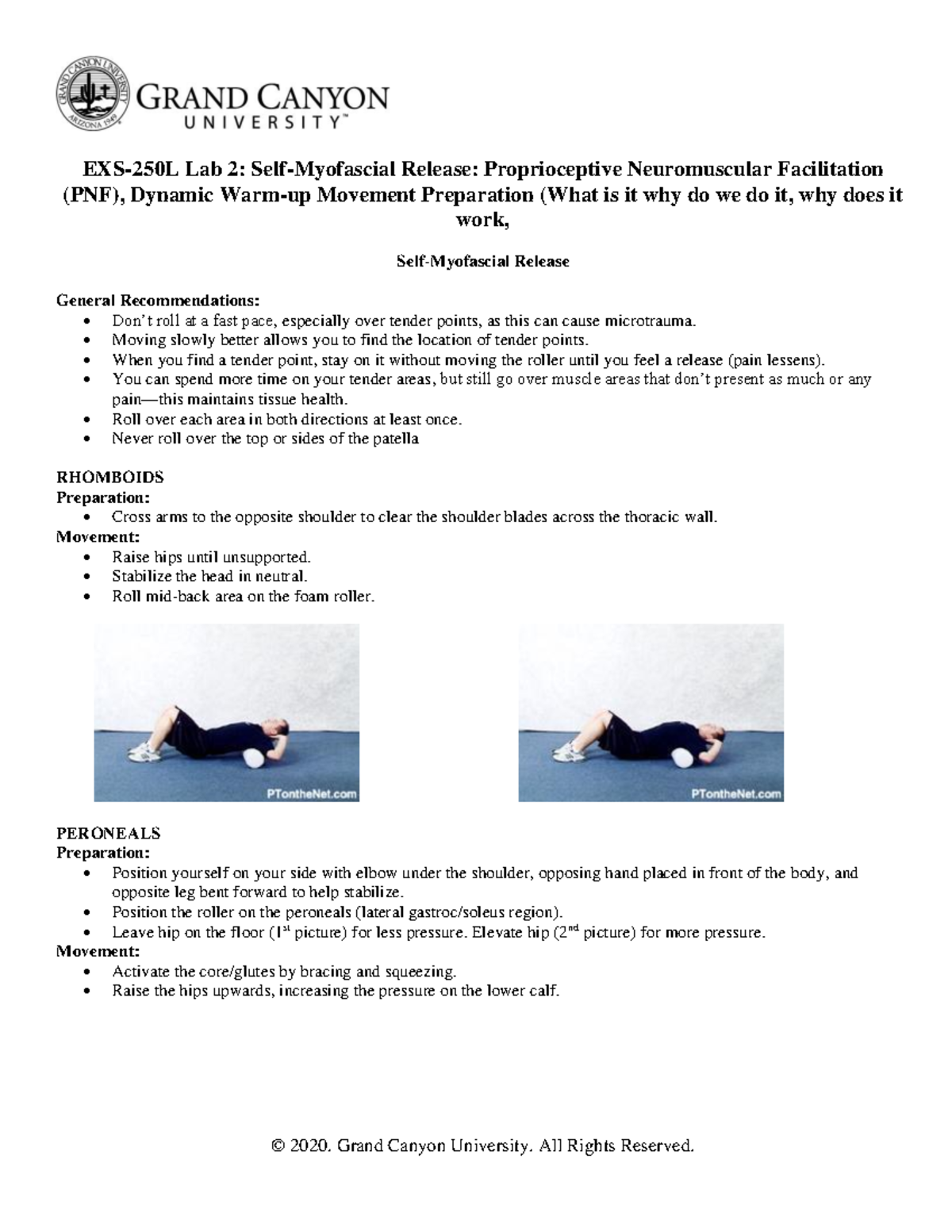 EXS 250L-RS-Lab2-SMR PNF Dynamic Warmup Movement Prep - EXS-250L Lab 2 ...