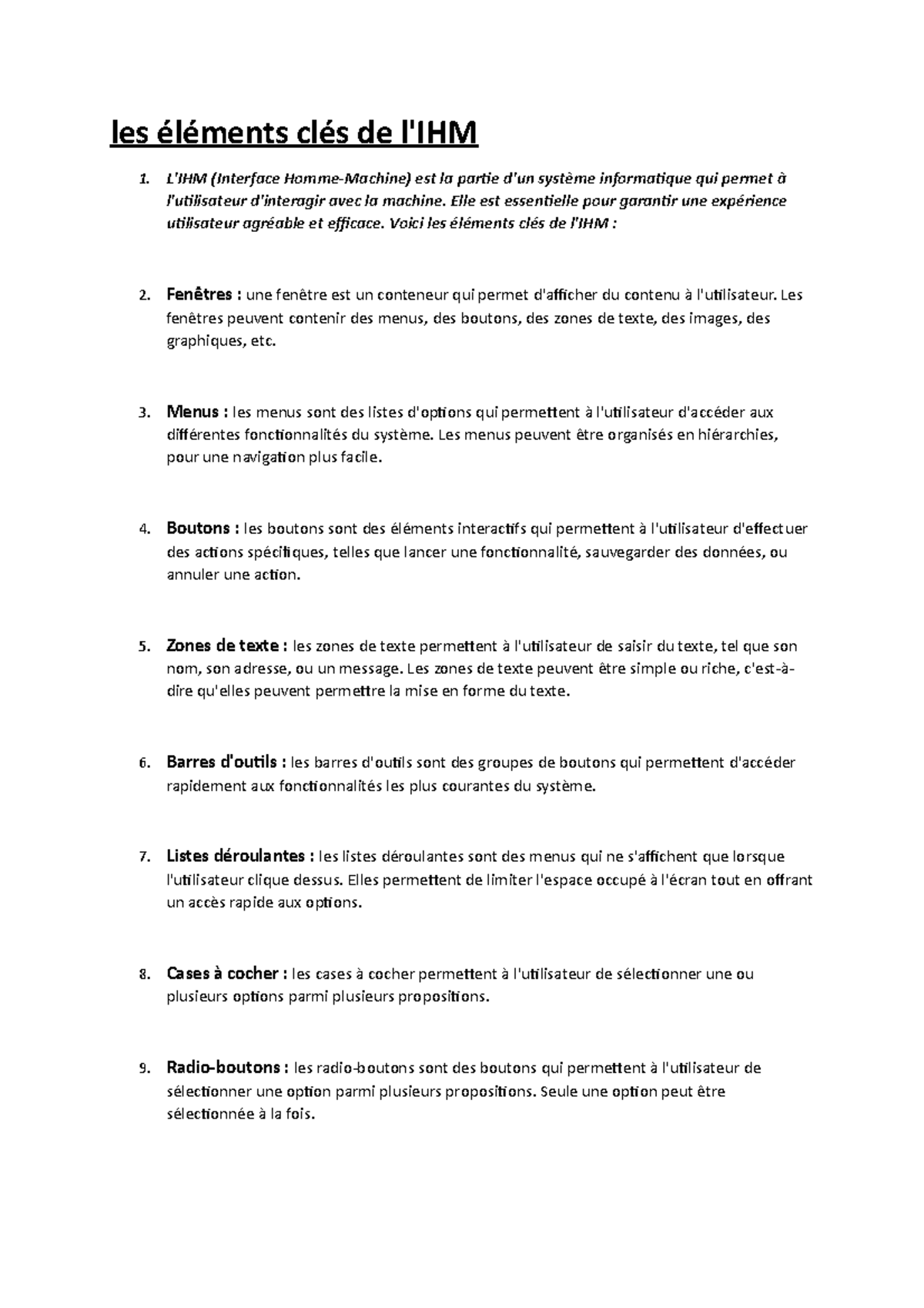 les éléments clés de l'IHM - les éléments clés de l'IHM L'IHM ...