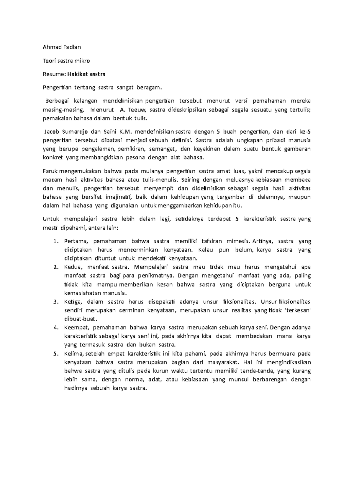 Resume teori sastra mikro Ahmad Fadlan - Ahmad Fadlan Teori sastra ...