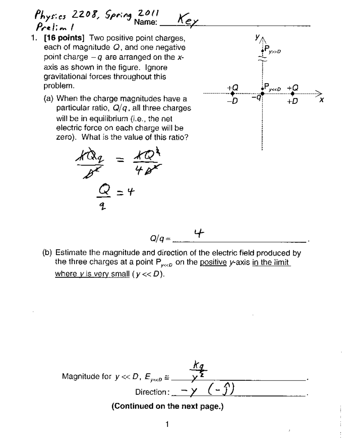 Test Prelim 1 Solutions - fJ.y:C$ 2201.. r;pl";"j z()(! K; p, /. I Name ...