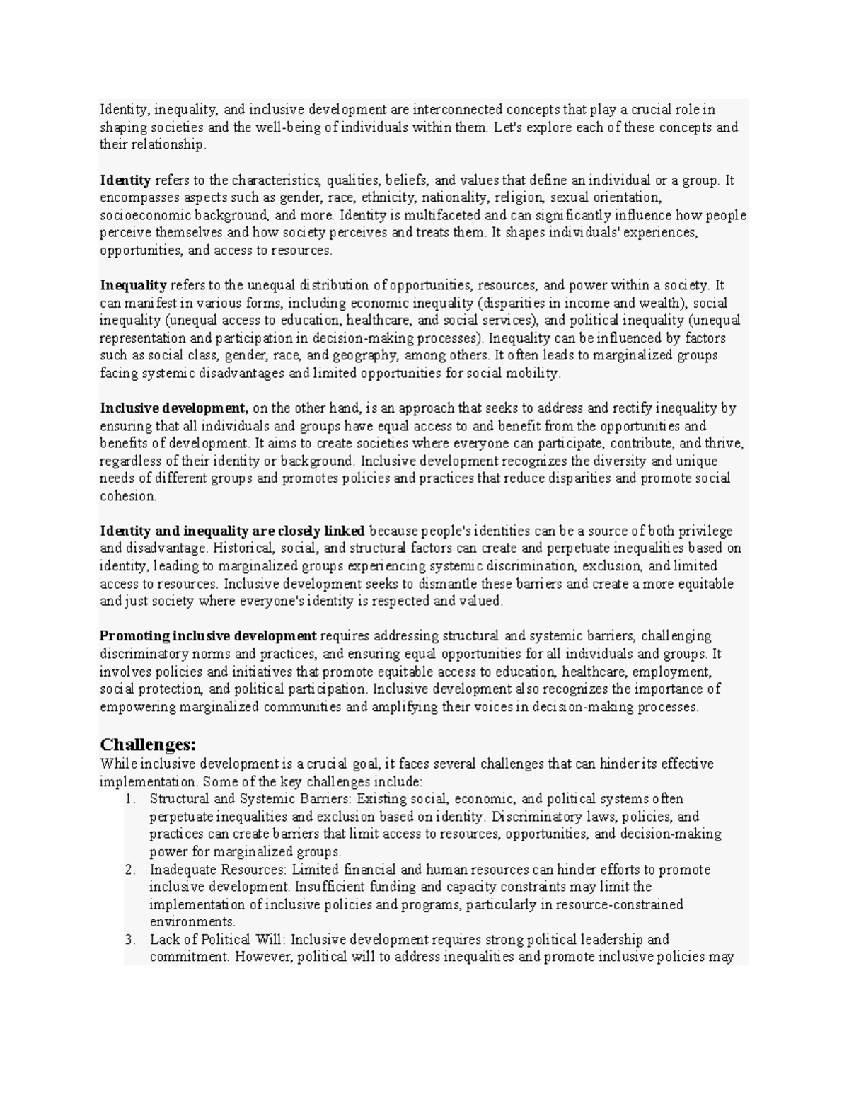 Identity, Inequality and Inclusive Development new - Identity ...