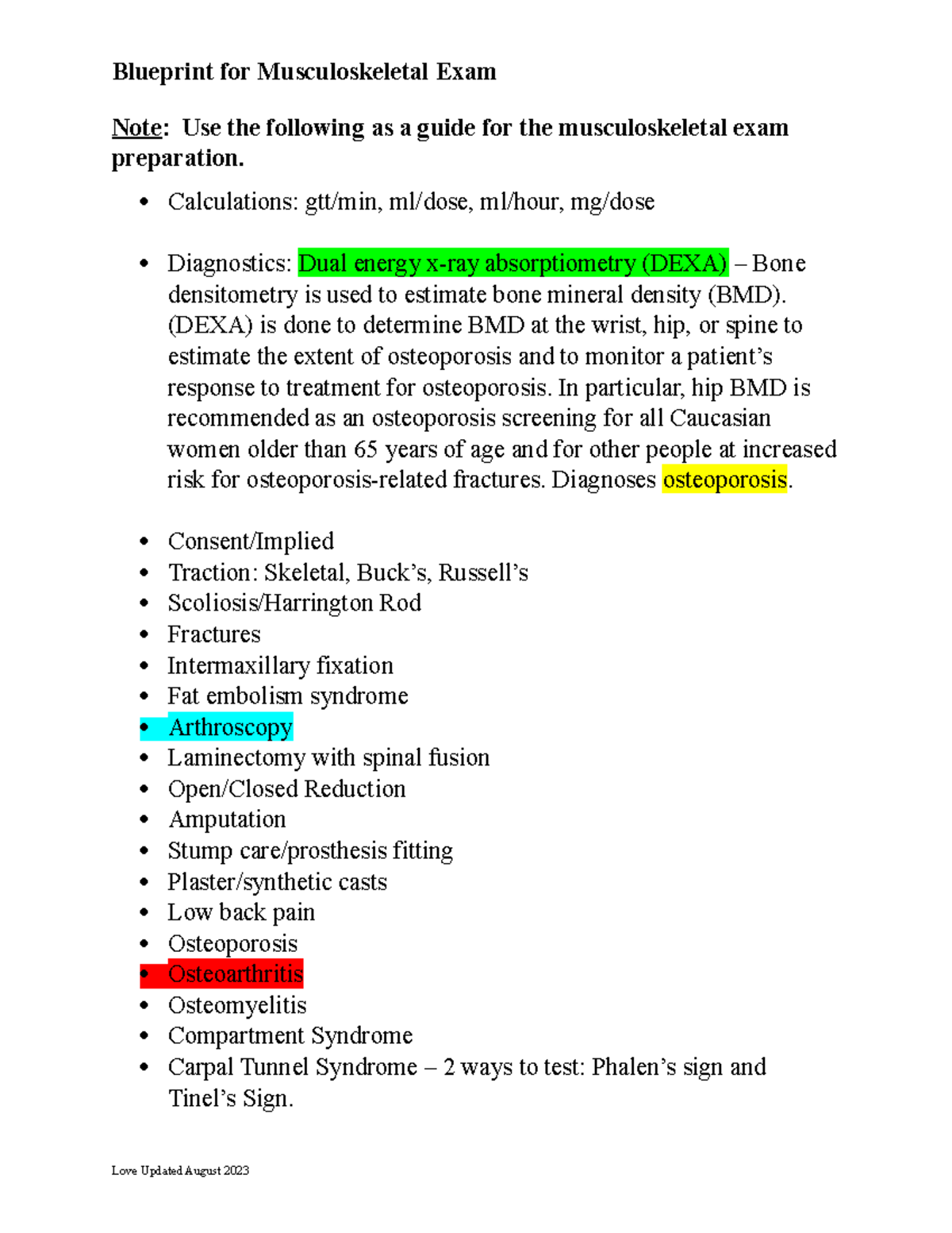 Blueprint Musculoskeletal Exam 2023 - Blueprint for Musculoskeletal ...