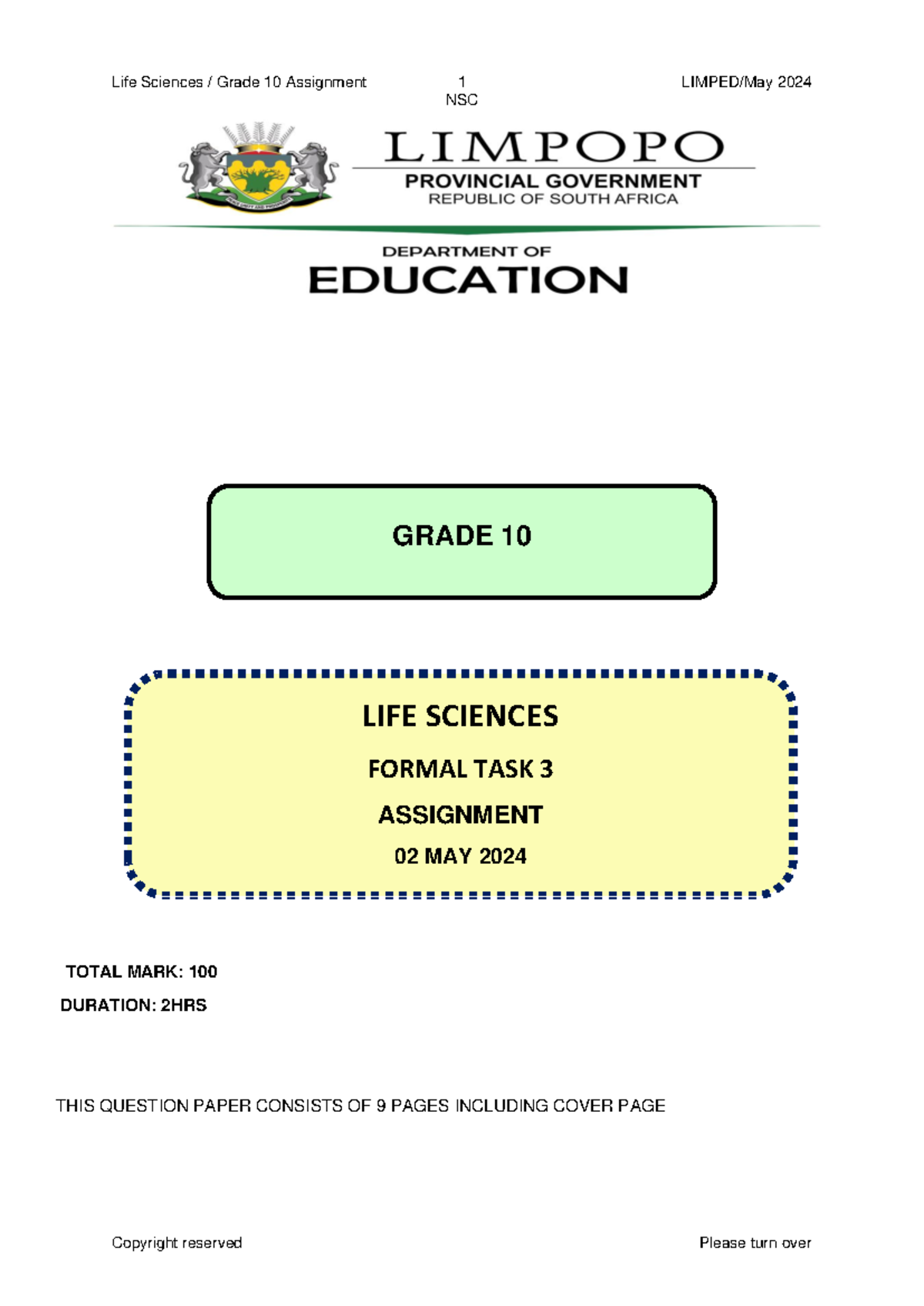 2024 05 15 LIM LFSC Assignment Gr10 QP ENG - NSC NATIONAL SENIOR ...