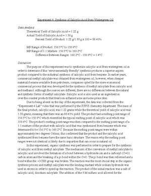 Experiment 5 Lab Report - Experiment 5 Lab Report GC, IR, H-NMR ...