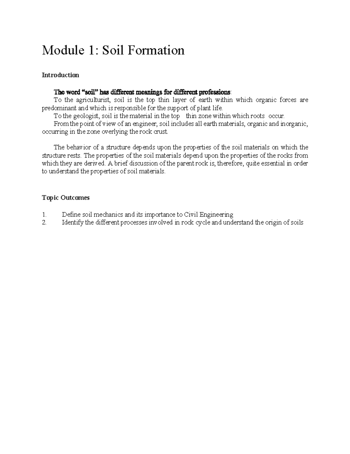 Module 1 - hello - Module 1: Soil Formation Introduction : To the ...