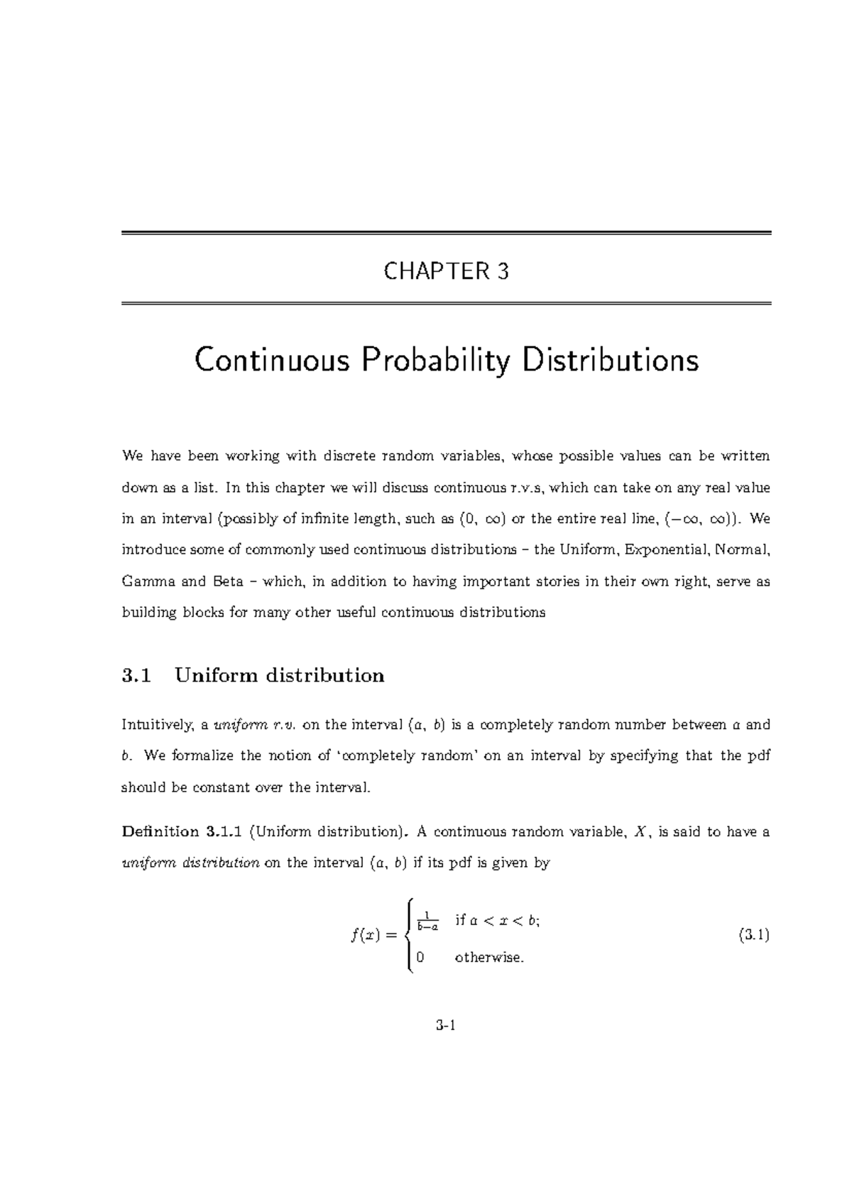 Chapter 3 Continuous Prob Distributions - CHAPTER 3 Continuous Probability Distributions We have ...