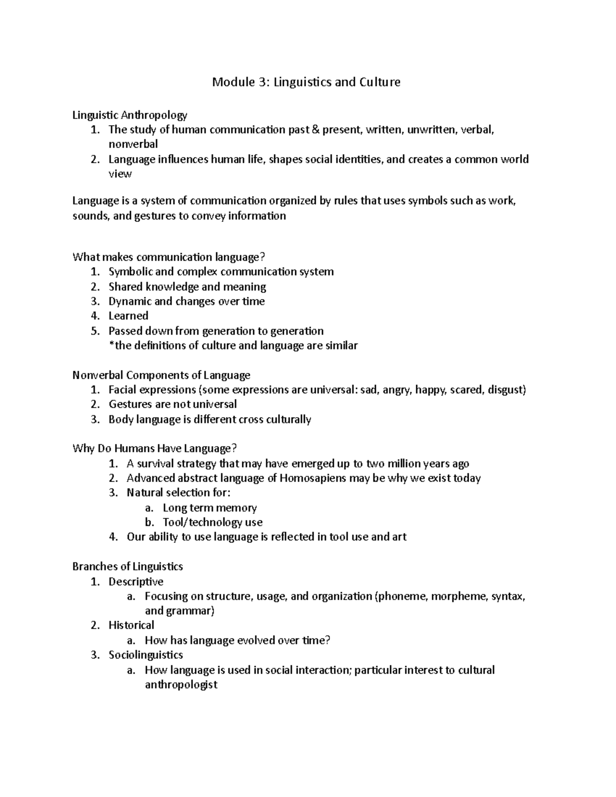 Module 3 - Linguistics and Culture - Module 3: Linguistics and Culture ...