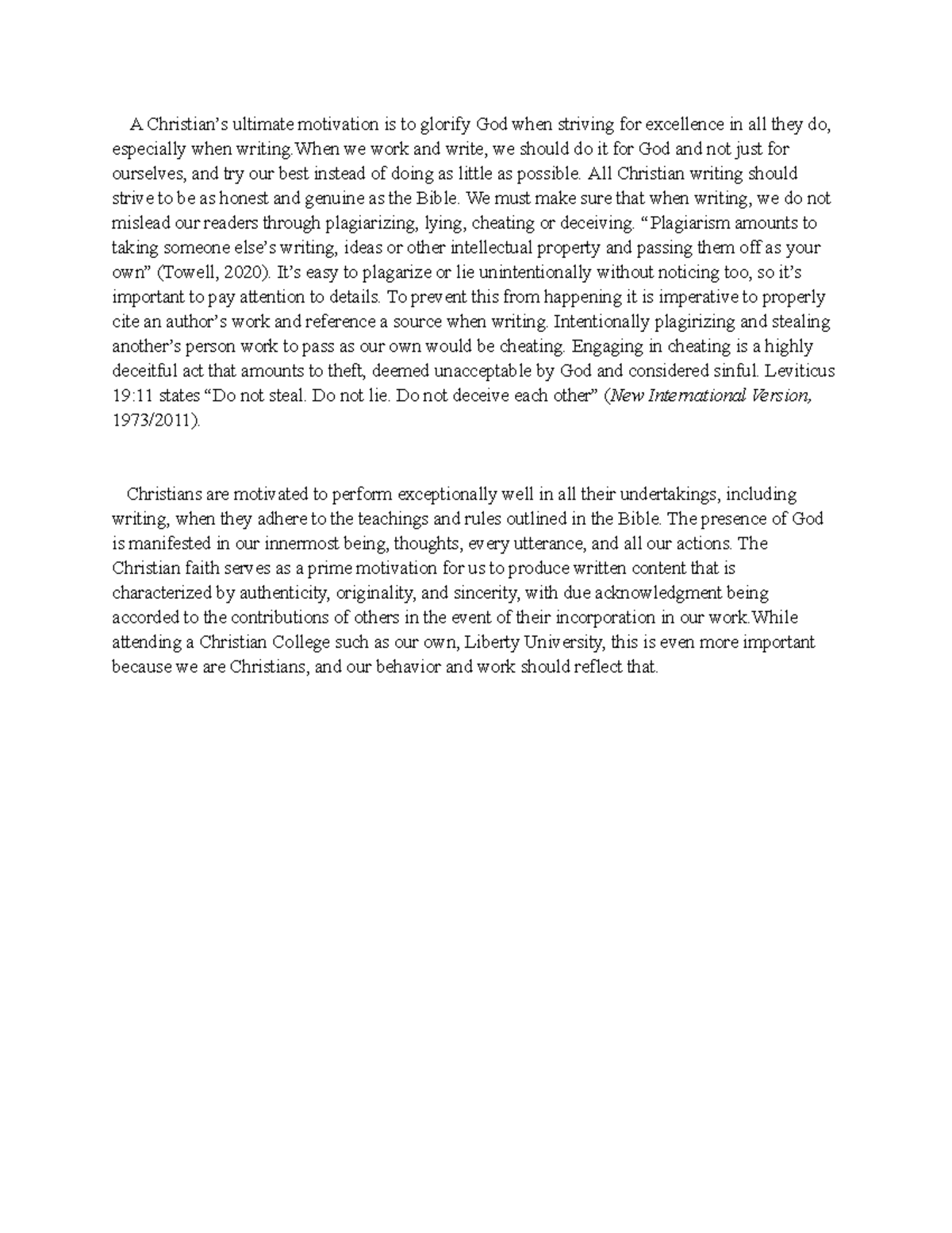 Discussion Thread Christian Motivation for Excellence in Writing - A ...