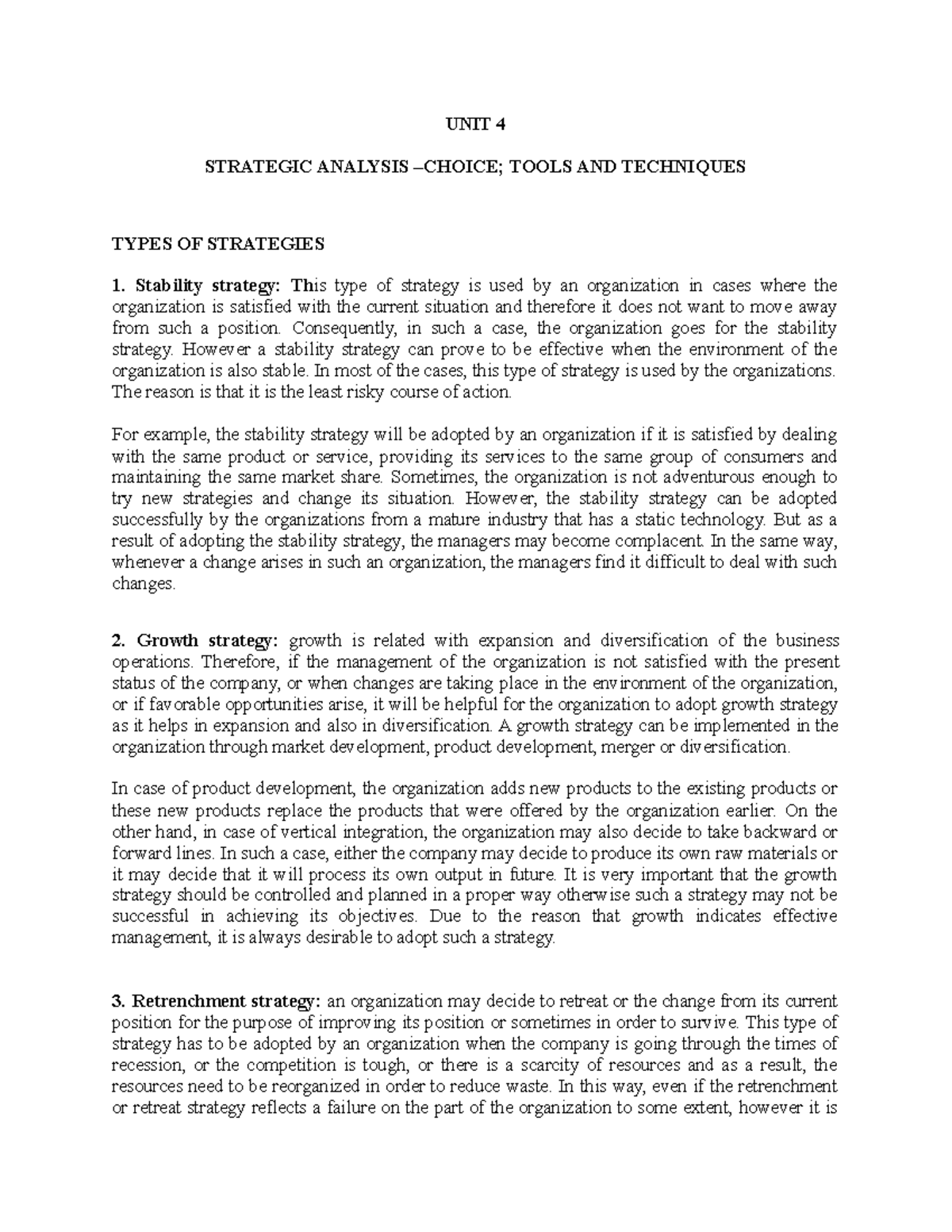 Final - Strategic Analysis Tools & Techniques - UNIT 4 STRATEGIC ...