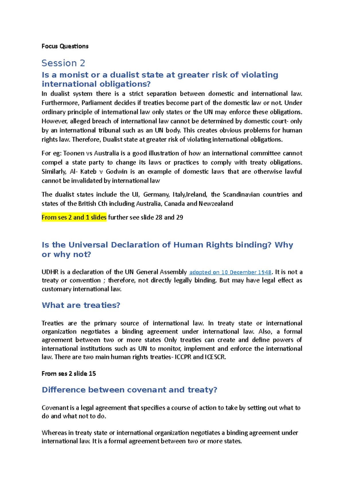Practice Questions - Focus Questions Session 2 Is a monist or a dualist ...
