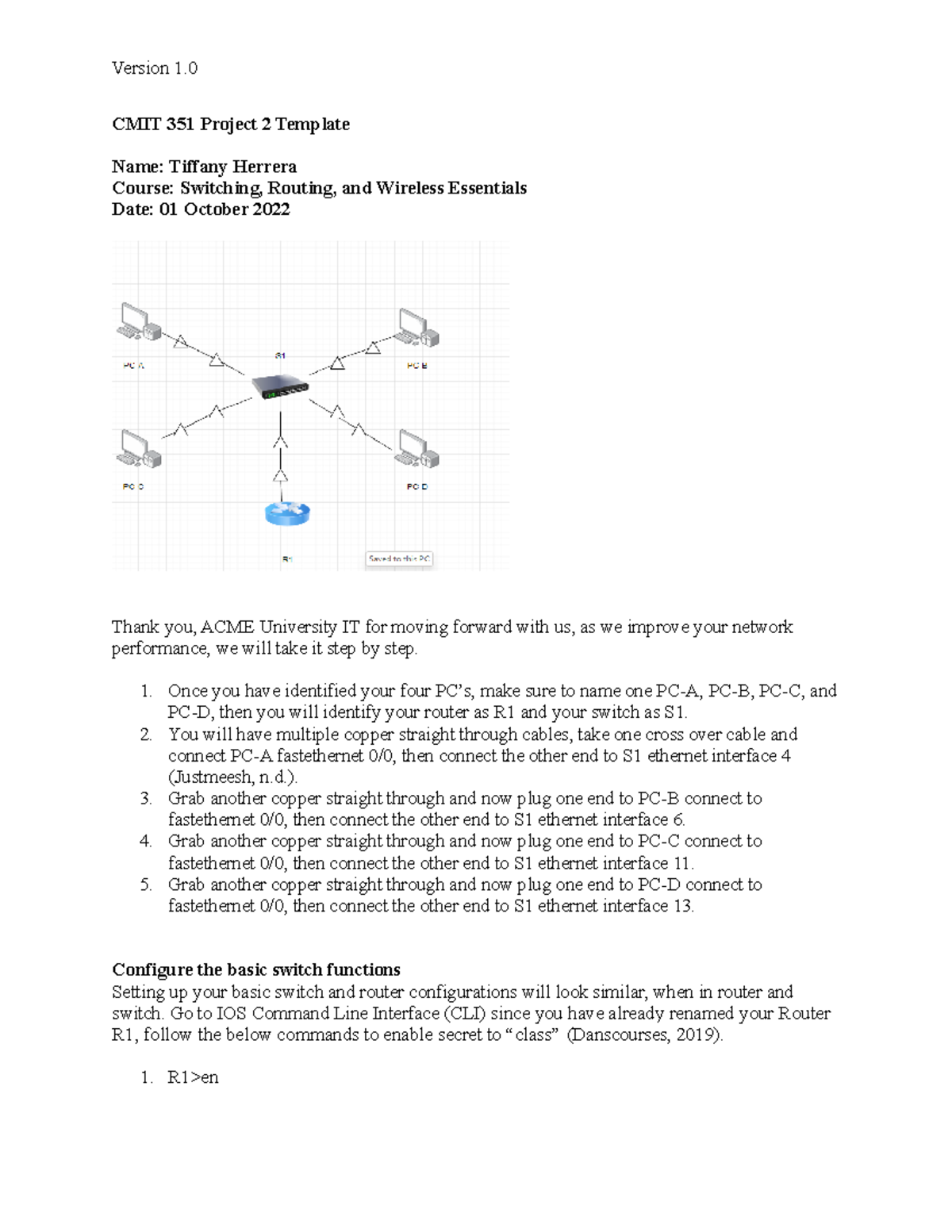 CMIT 351- Project 2- Herrera - CMIT 351 Project 2 Template Name: Tiffany Herrera Course ...