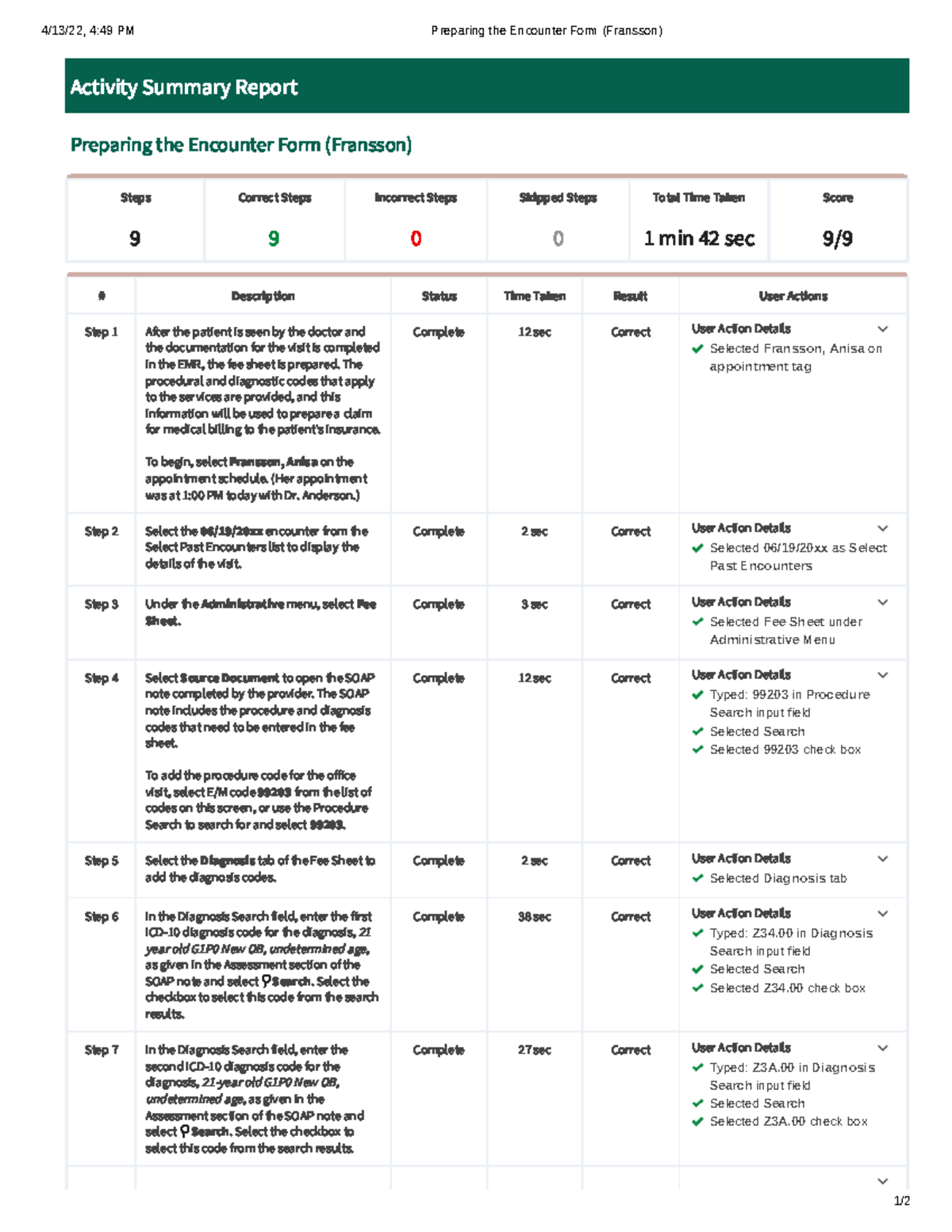 Preparing the Encounter Form (Fransson) - 4/13/22, 4:49 PM Preparing ...
